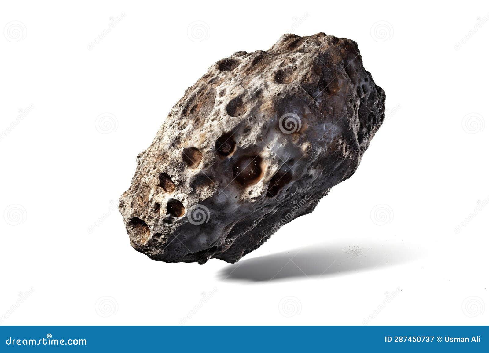 An Isolated Asteroid on a White Background. AI Stock Image - Image of ...