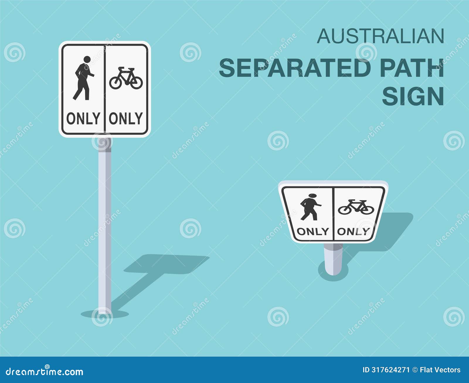 Isolated Australian "separated Path" Road Sign. Front and Top View ...