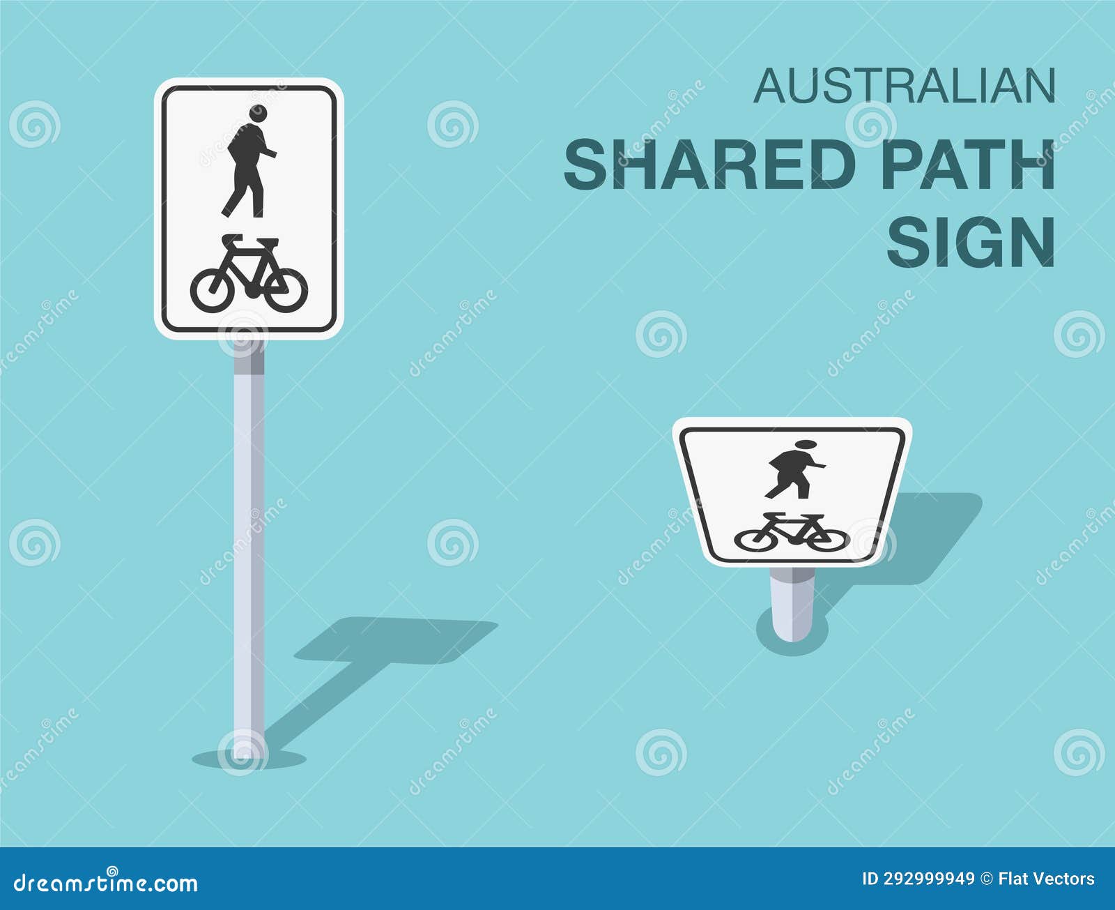 Isolated Australian Shared Path Sign. Front and Top View Stock Vector ...