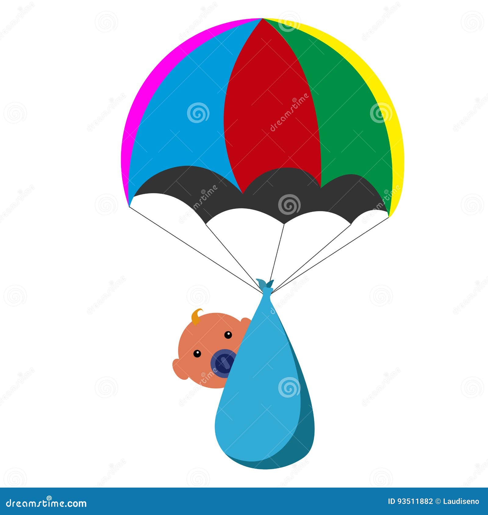 Isolated Baby and a Parachute Stock Illustration - Illustration of ...