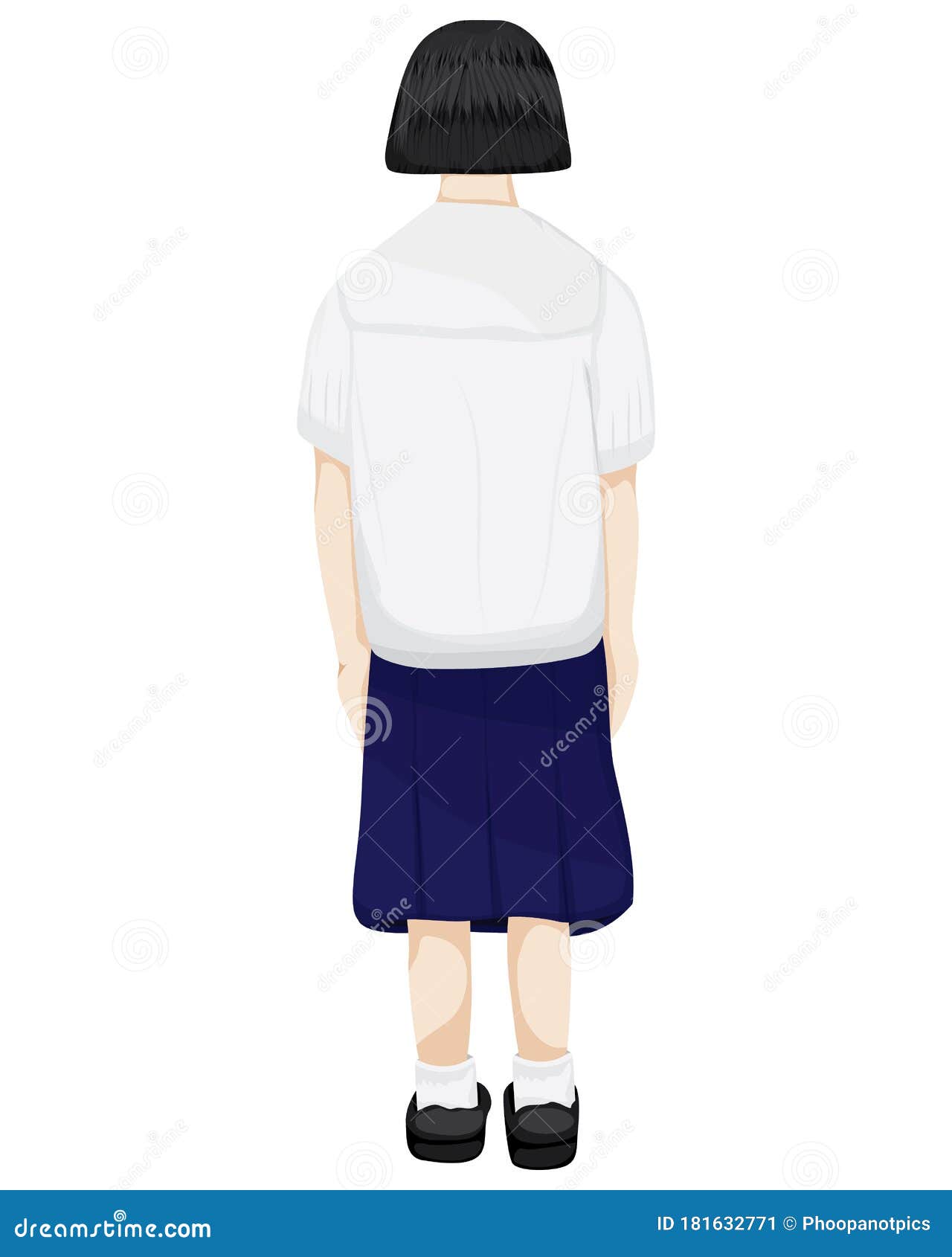Isolated Back of Student Girl Stock Vector - Illustration of girl ...