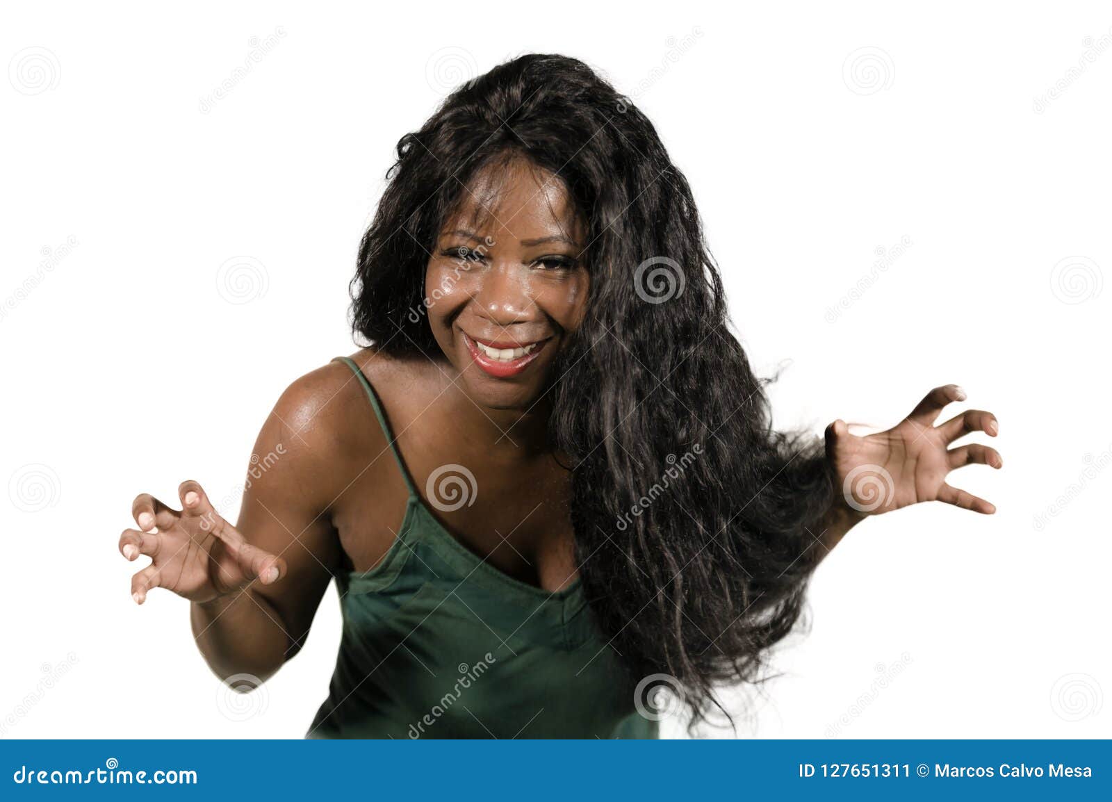 Isolated Background Portrait Of Young Happy And Beautiful Black African