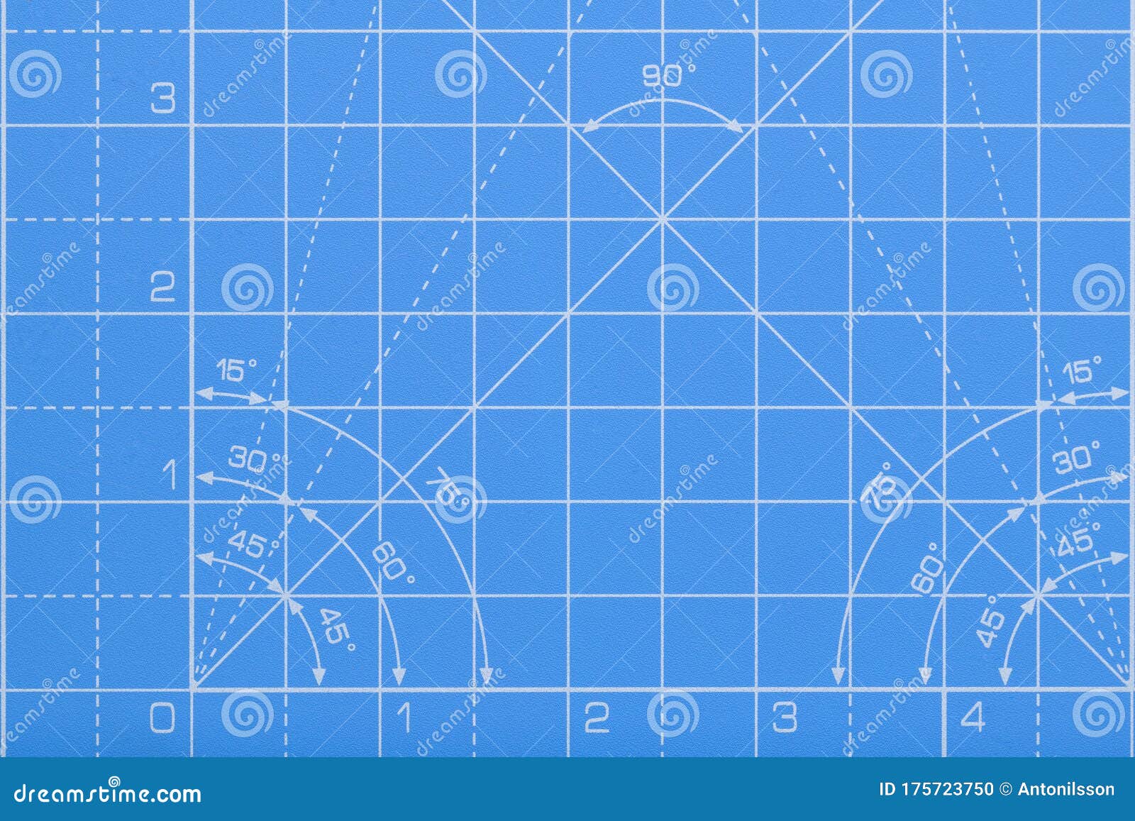 Isolated Background Segment of Blue Cutting Mat with Measurements and ...