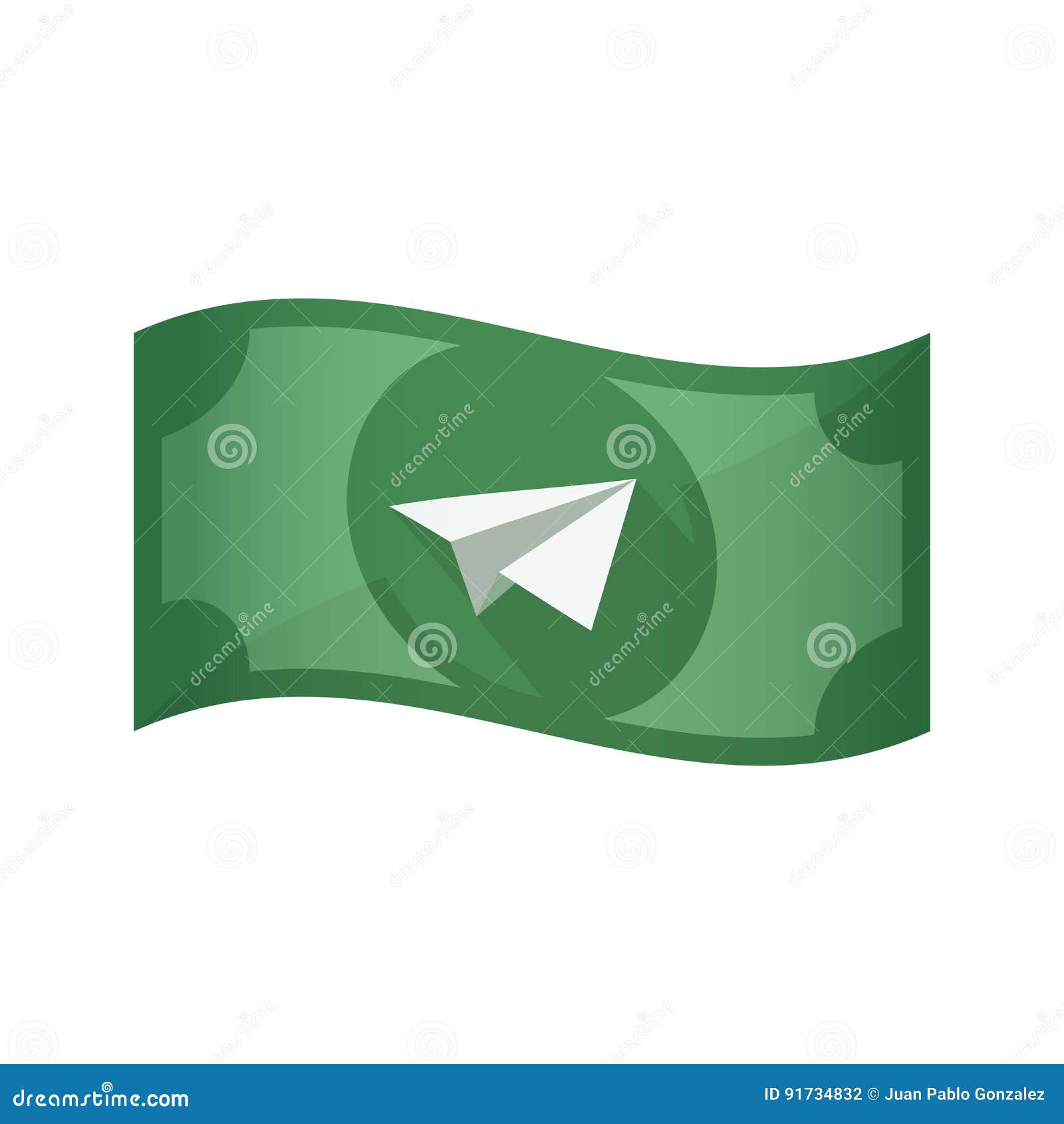 Isolated Bank Note with a Paper Plane Stock Illustration - Illustration ...