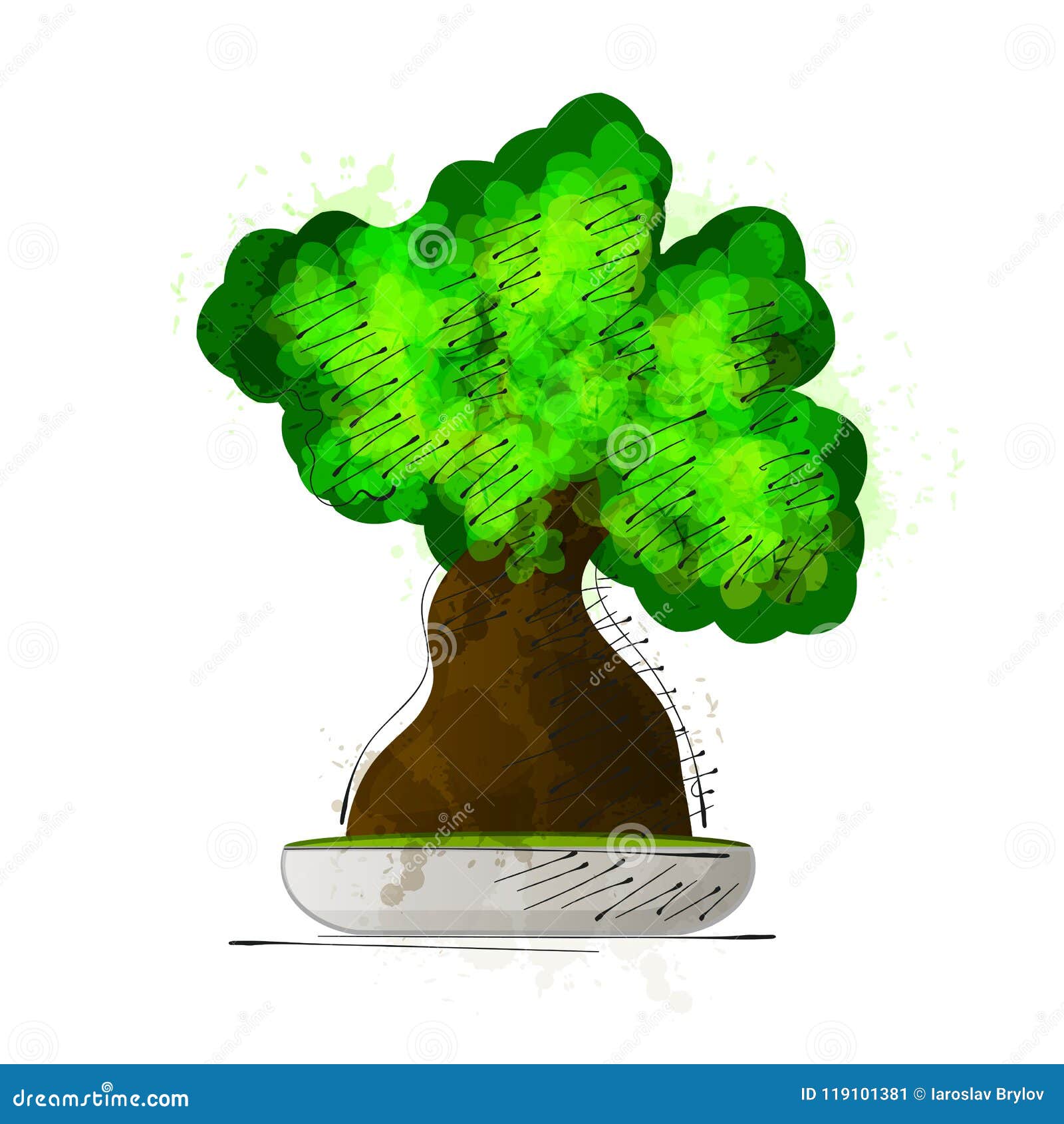 Banzai Tree Silhouette Outline, Made With Generative AI Royalty-Free ...