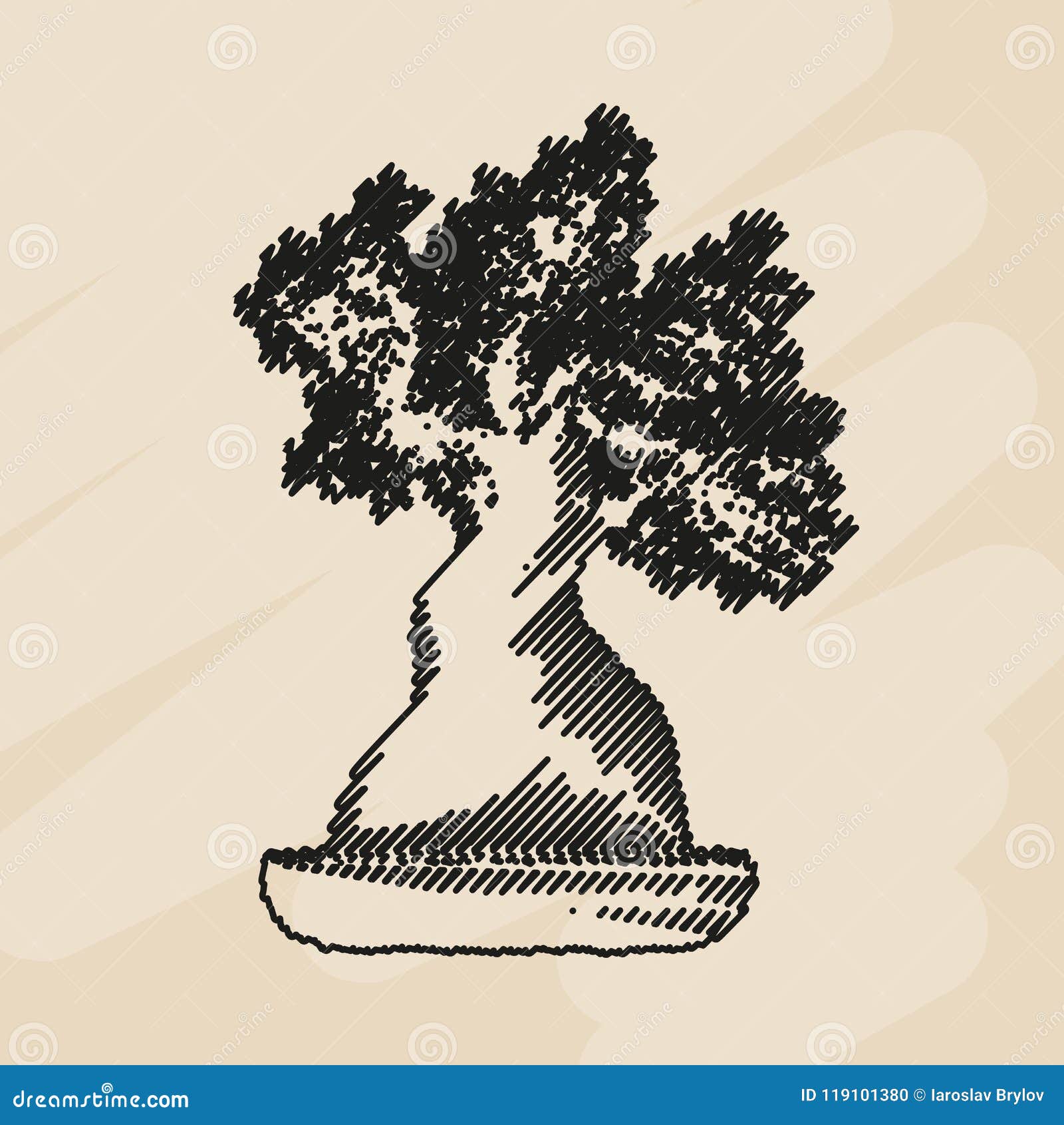 Banzai Tree Silhouette Outline, Made With Generative AI Royalty-Free ...