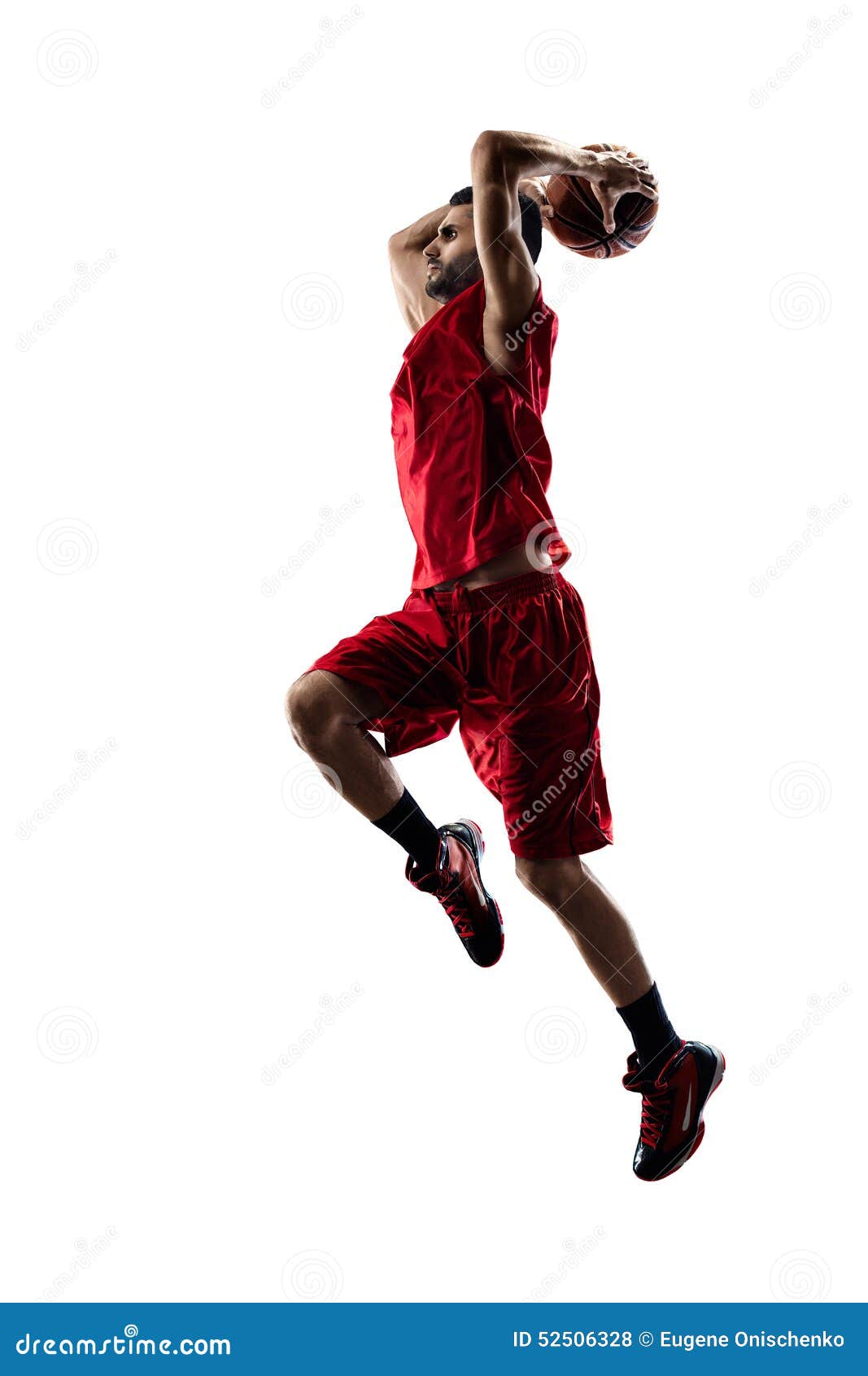 Isolated Basketball Player in Action is Flying Stock Photo - Image of ...
