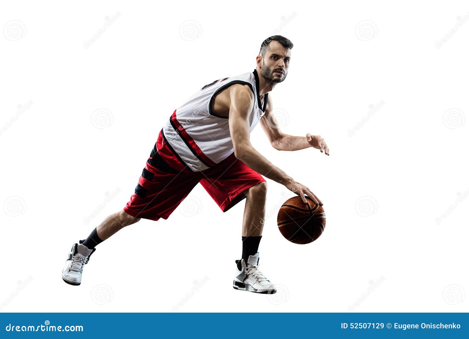 Isolated Basketball Player in Action is Flying Stock Image - Image of ...