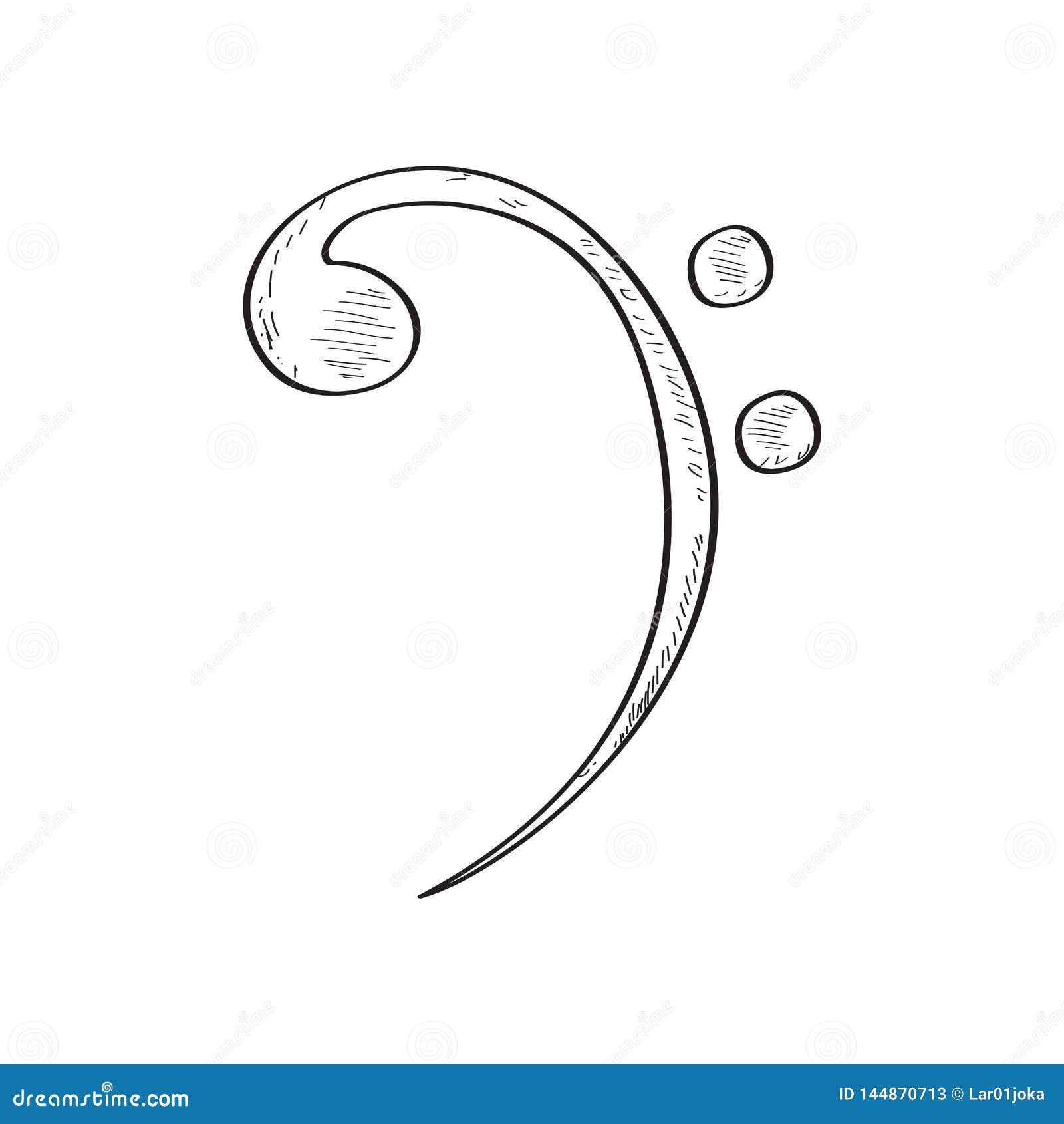 Isolated Bass Clef Sketch. Comic Musical Note Stock Vector ...