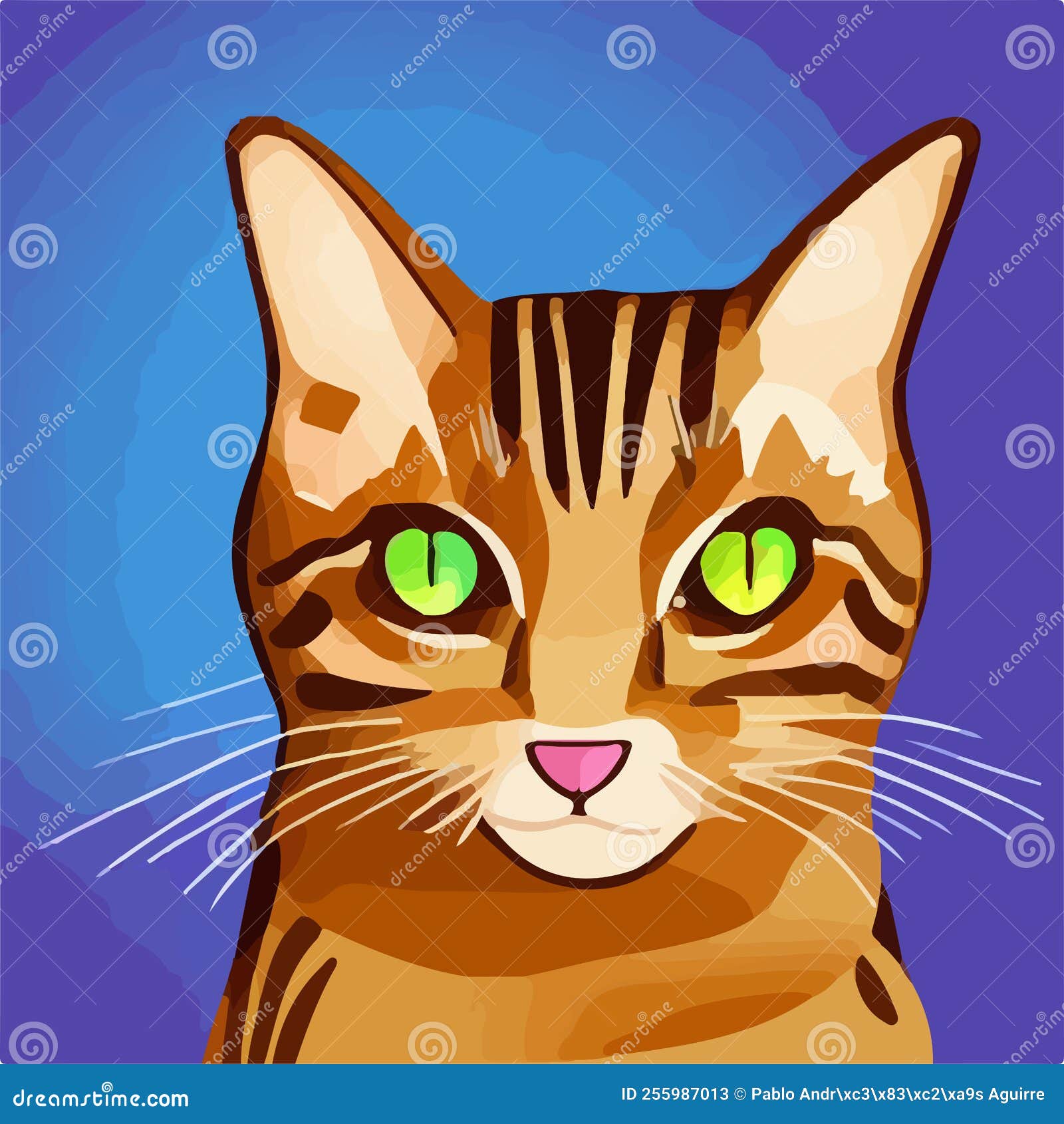 Isolated Beautiful Cat Portrait Illustration Stock Vector ...