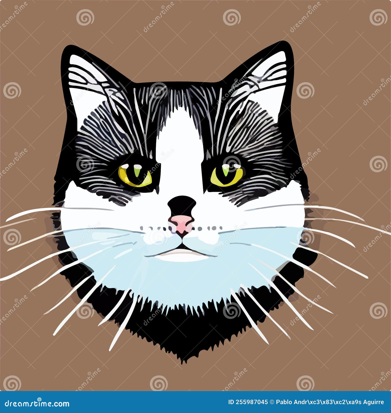 Isolated Beautiful Cat Portrait Illustration Stock Vector ...