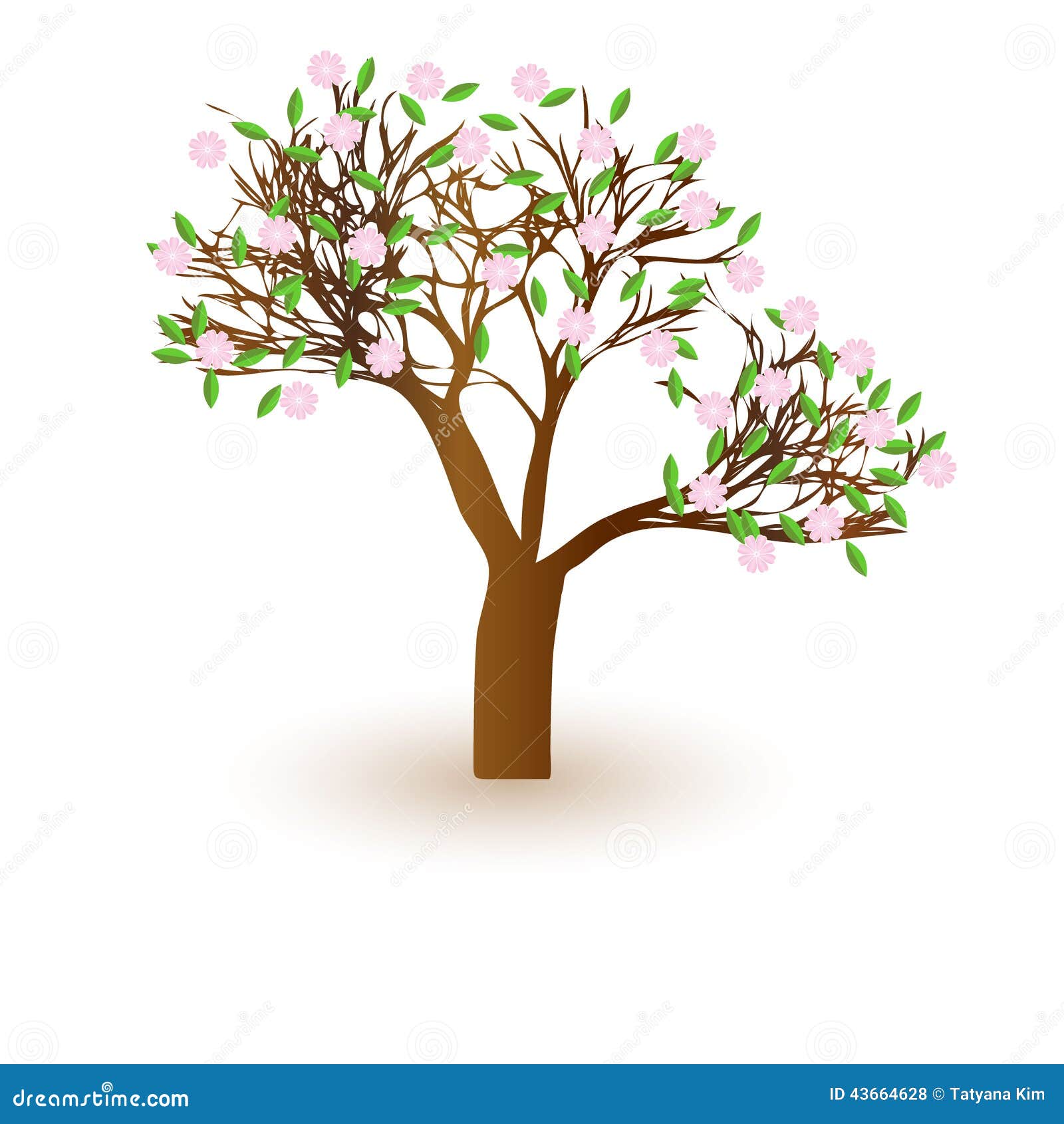 Isolated Beautiful Cherry Blossom Tree. Stock Vector - Illustration of ...