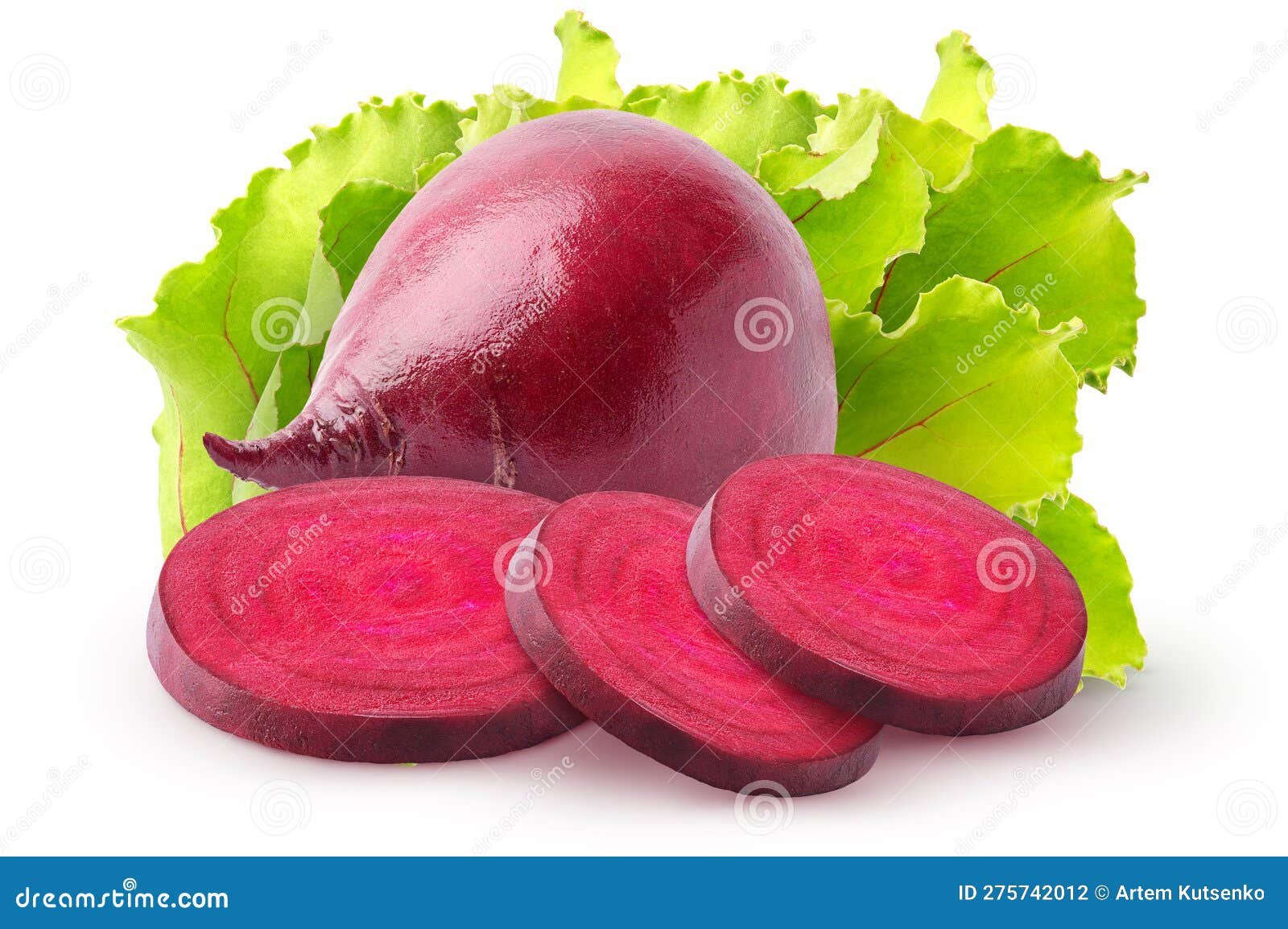 Isolated Beetroots. Whole Beetroot and Slices with Leaves Isolated on ...