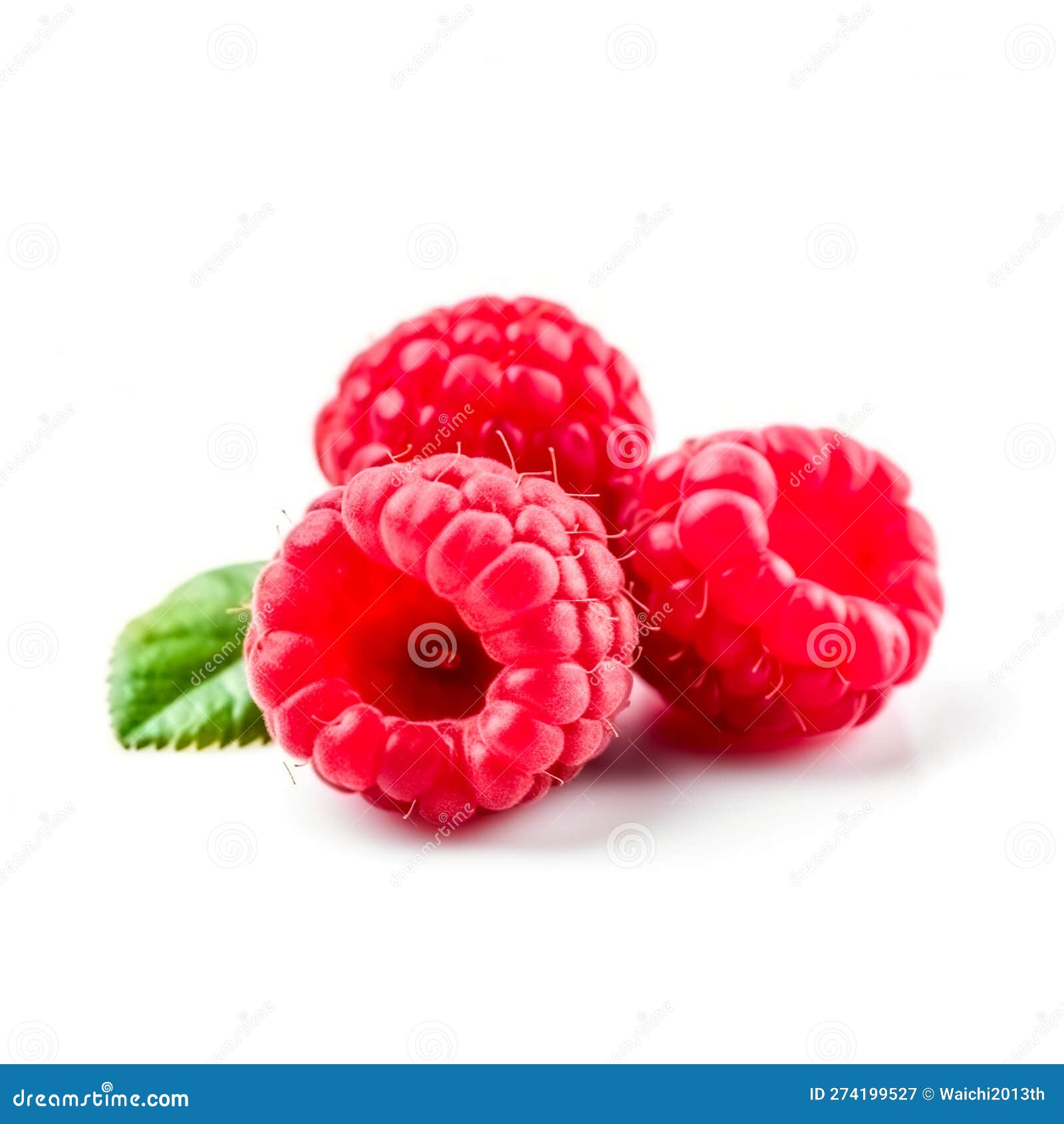 Isolated Berries. Bunch of Raspberry Fruits with Leaves Isolated on ...