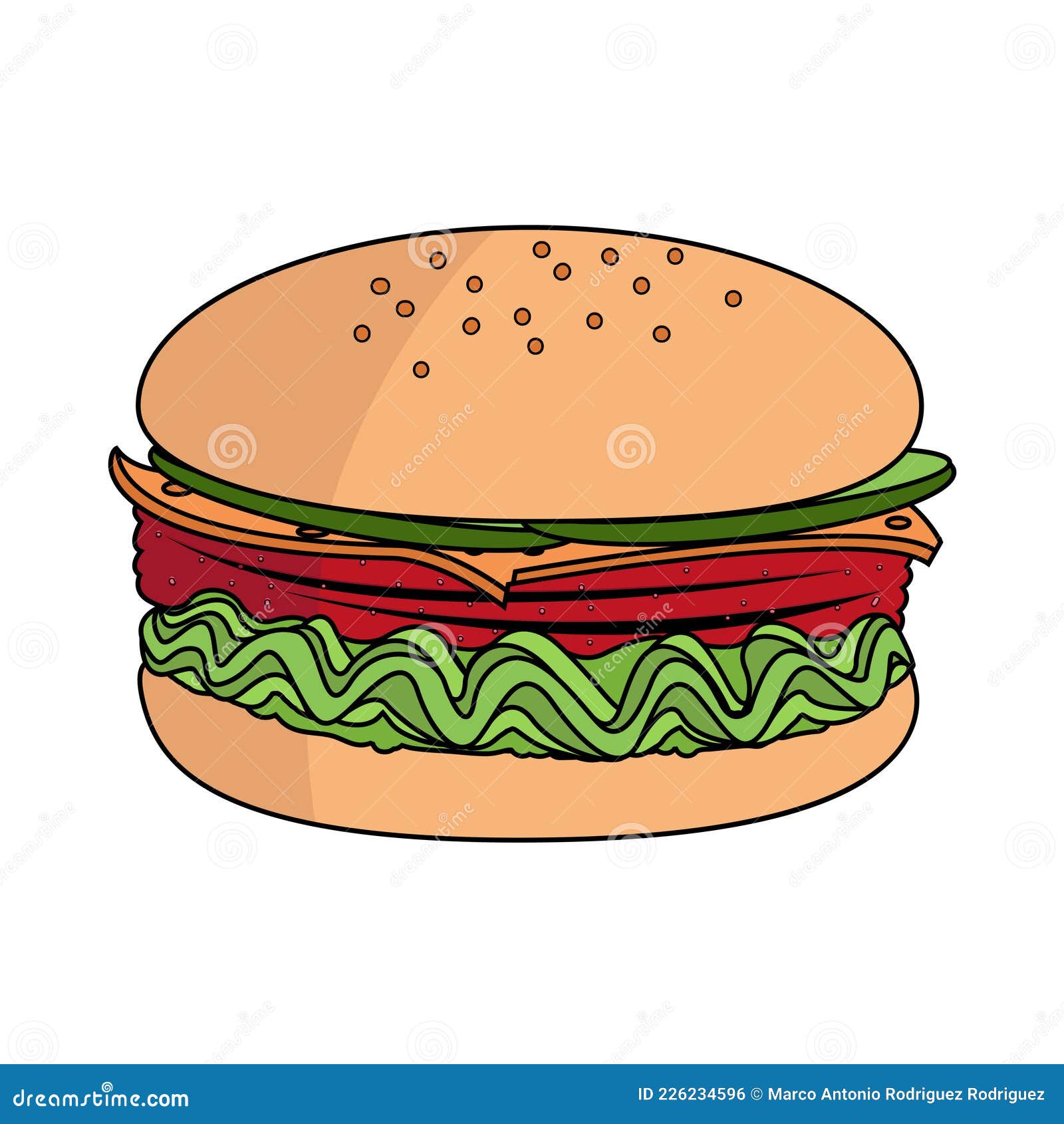 Isolated Big Cheese Burger with Tomato and Lettuce Stock Vector ...