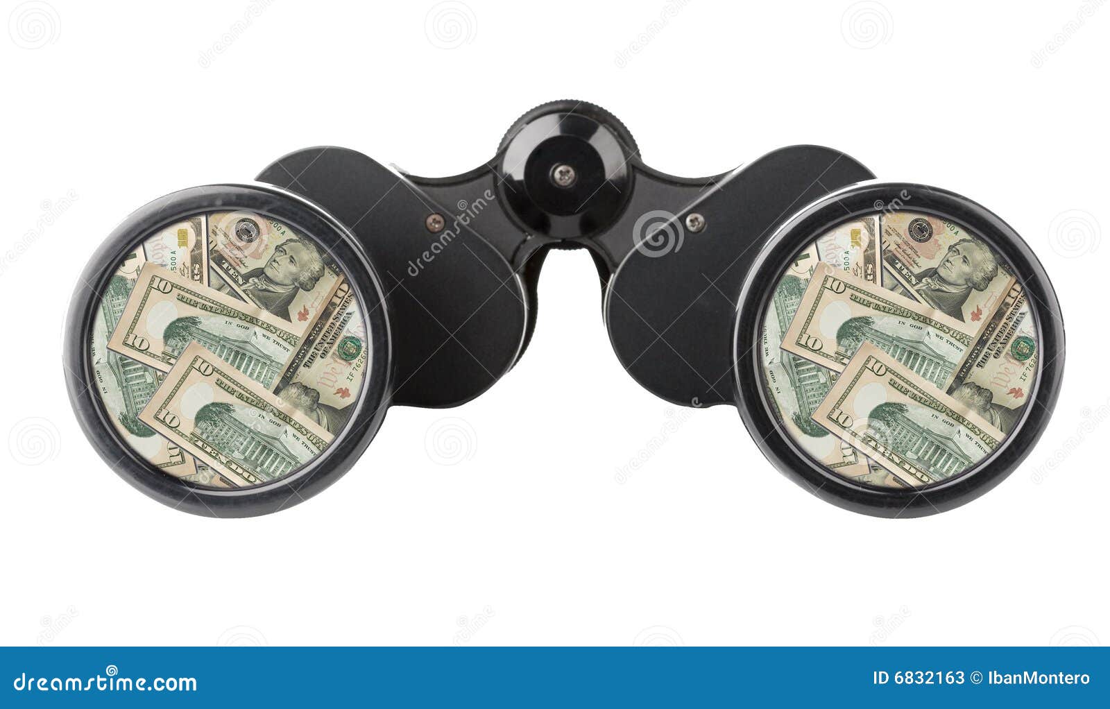 Isolated Binoculars with Money Stock Image - Image of objet, tool: 6832163