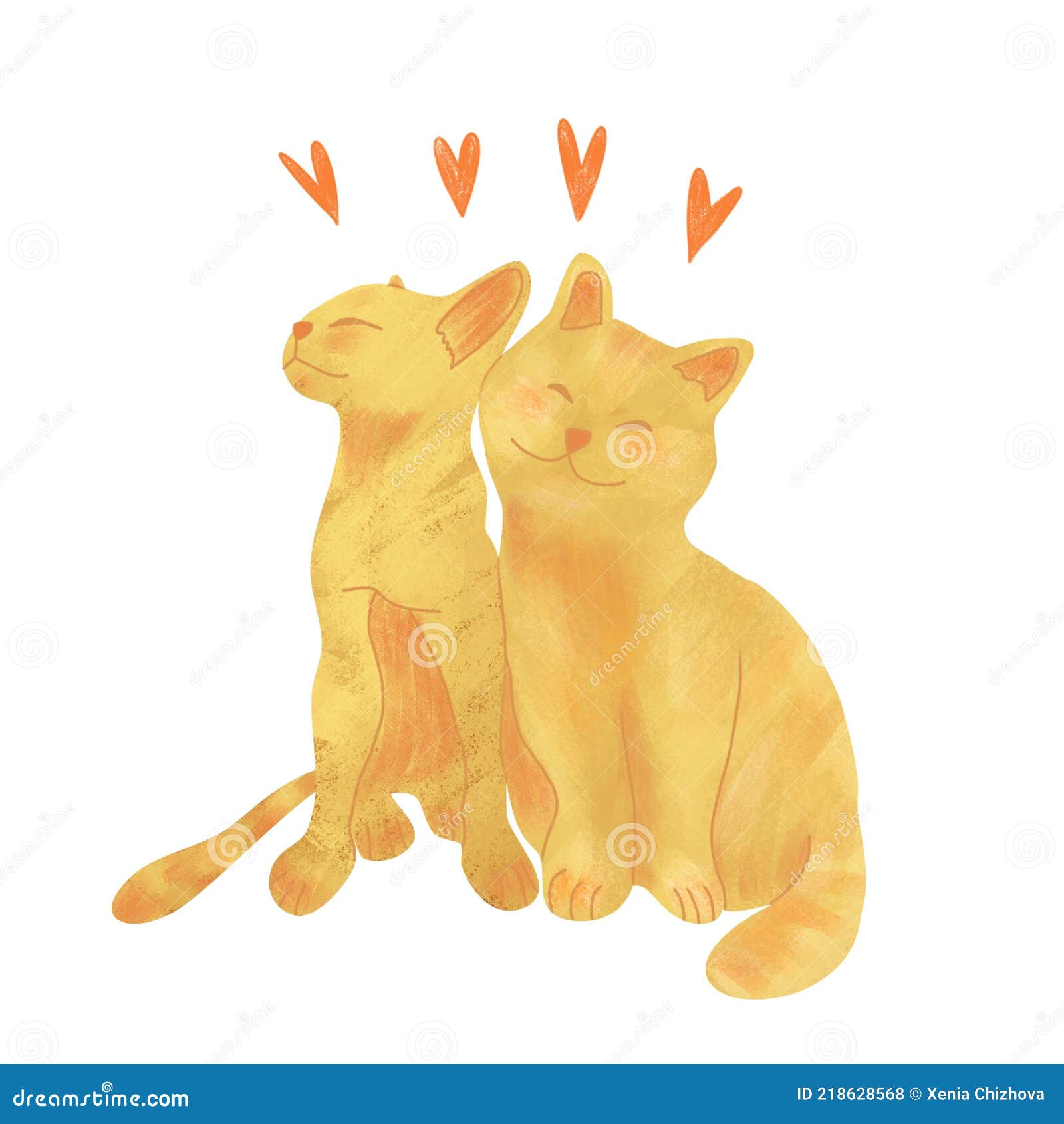 Isolated Bitmap Image of Two Seating Cats. Stock Illustration ...