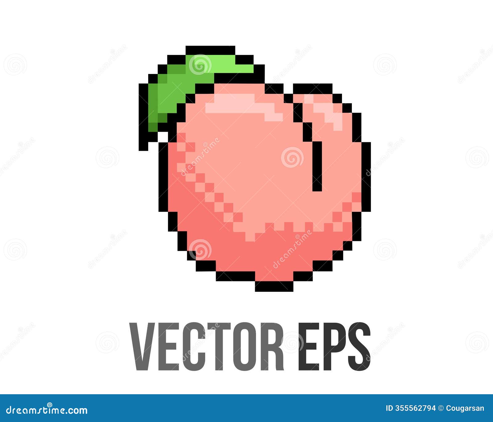 8 Bits Pixel Art Red Fruit Peach Icon Stock Illustration - Illustration ...
