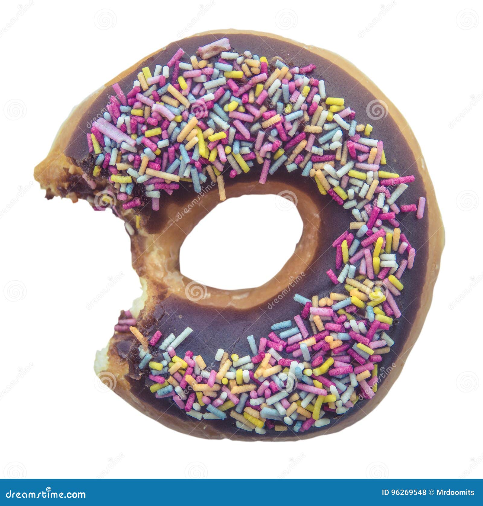 Isolated Bitten Donut stock photo. Image of diet, baked - 96269548