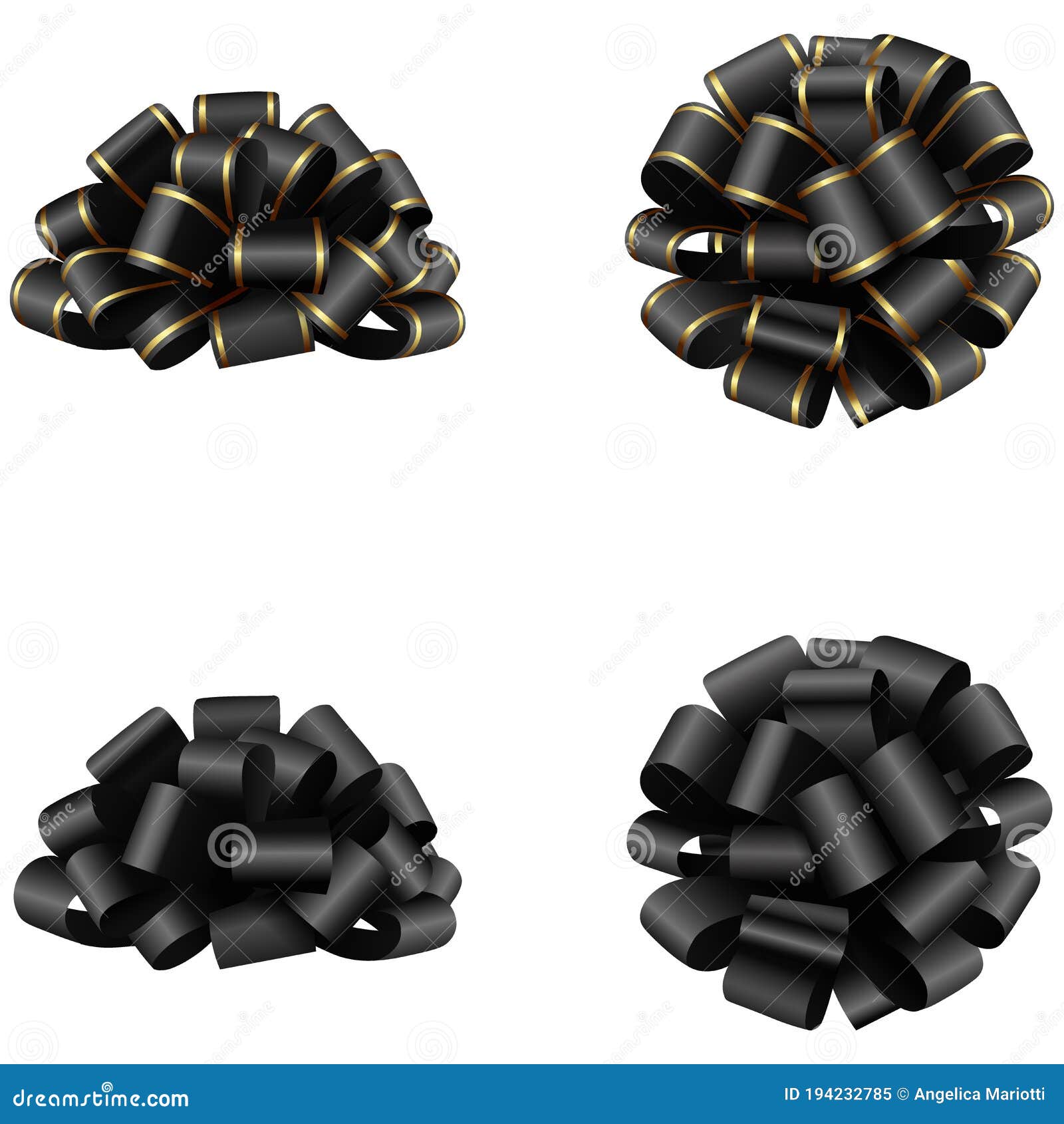 Isolated Black Bows. Side and Top View Stock Vector - Illustration of ...