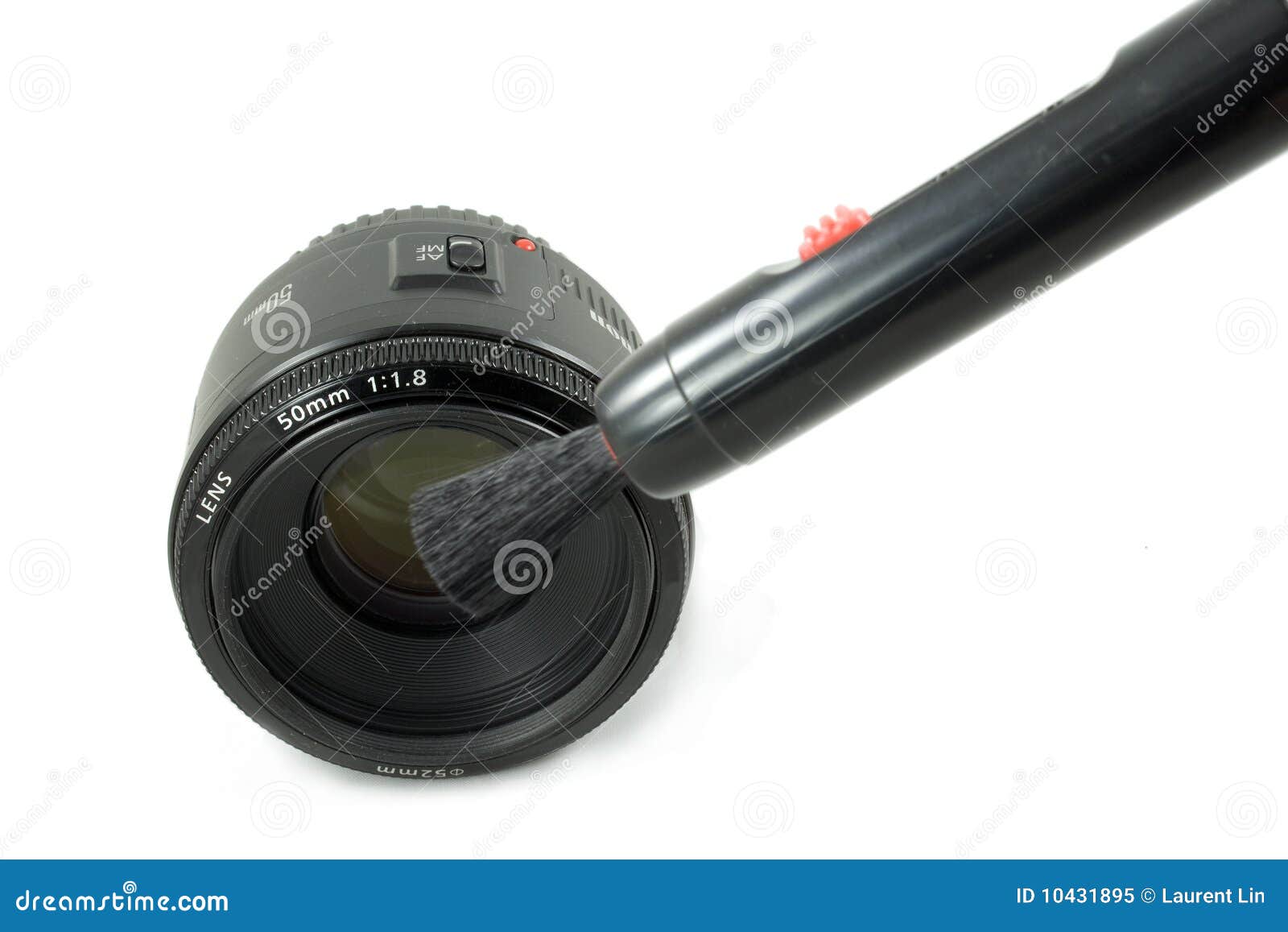 Isolated Black Camera DSLR Lens and Lens Pen Stock Image - Image of ...