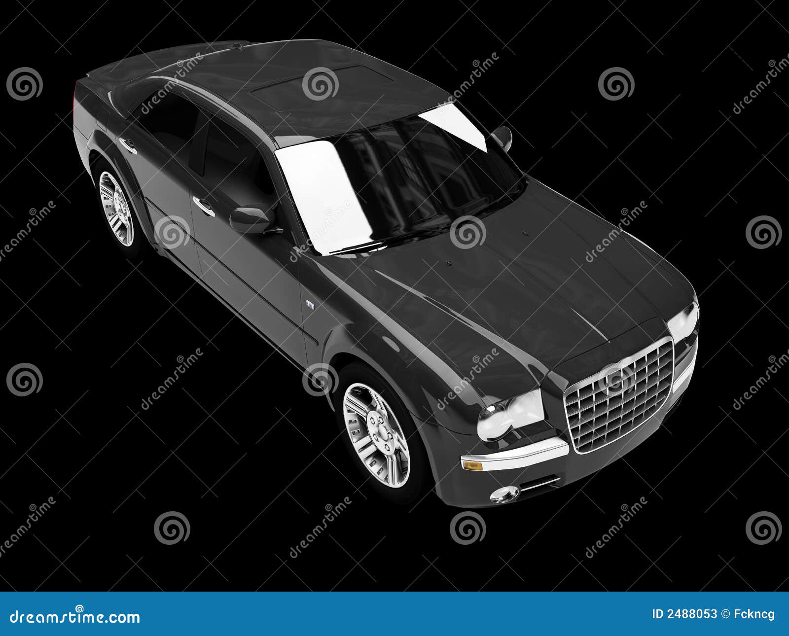 Isolated Black Car Top View Stock Illustration - Illustration of ...