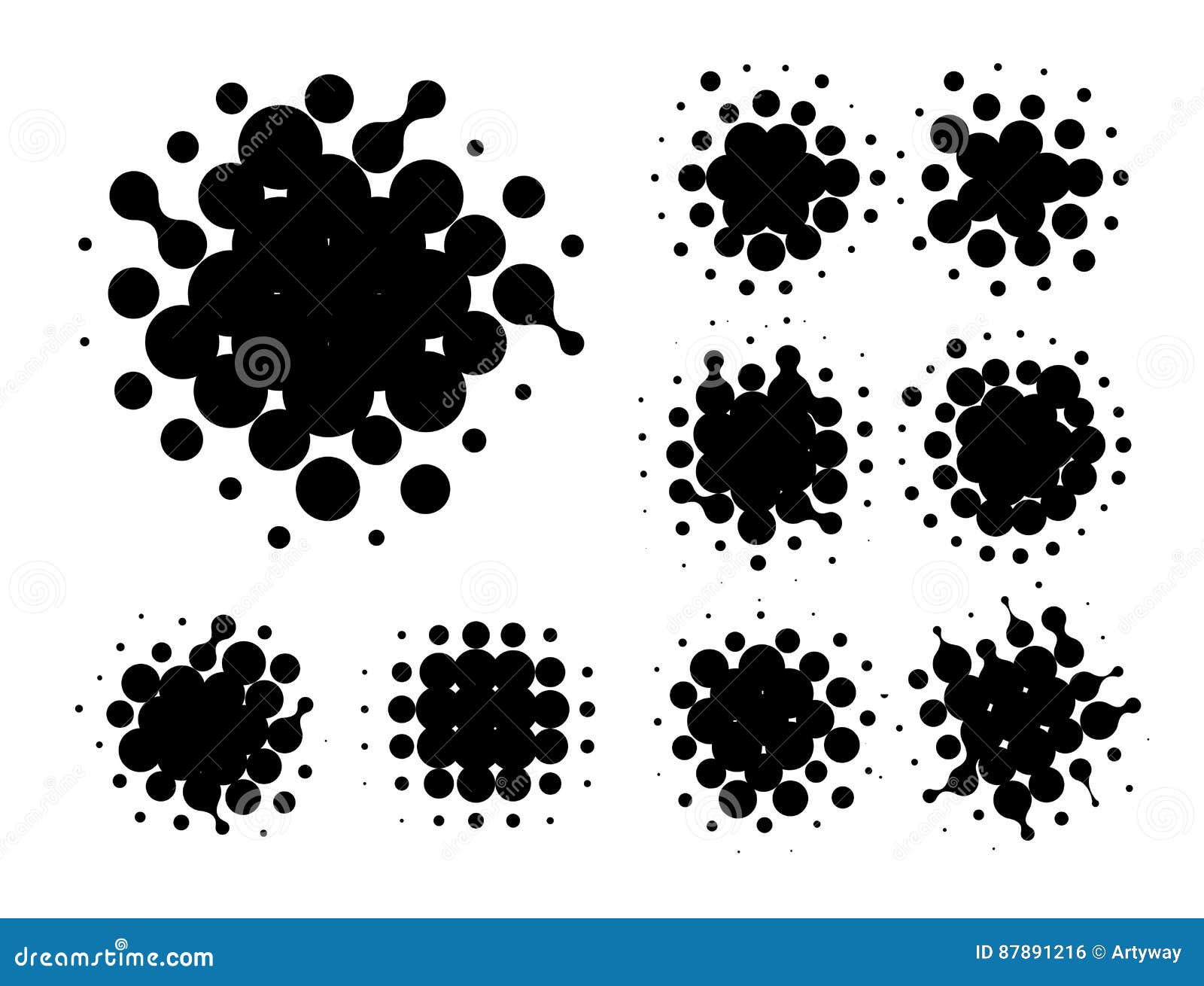 Isolated Black Color Abstract Round Shape Halftone Dotted Logo Set ...