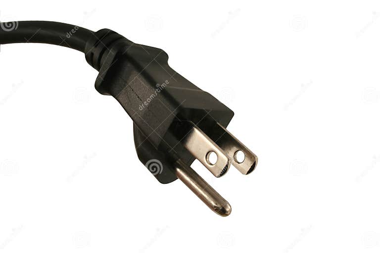 Isolated Black Electric Cord Plug Stock Image - Image of power, current ...