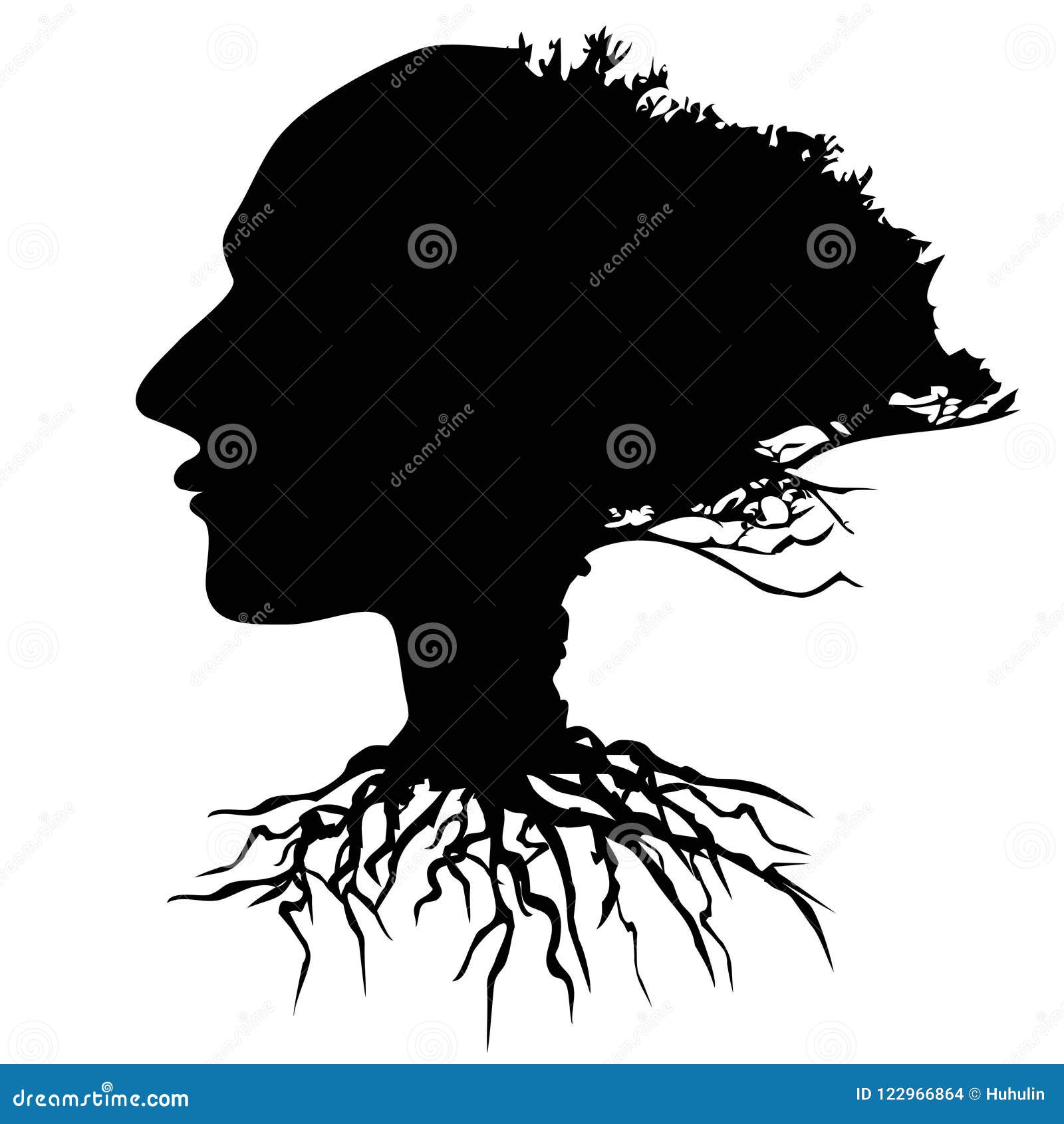 Black Human Head Tree Vector Stock Vector - Illustration of plant ...