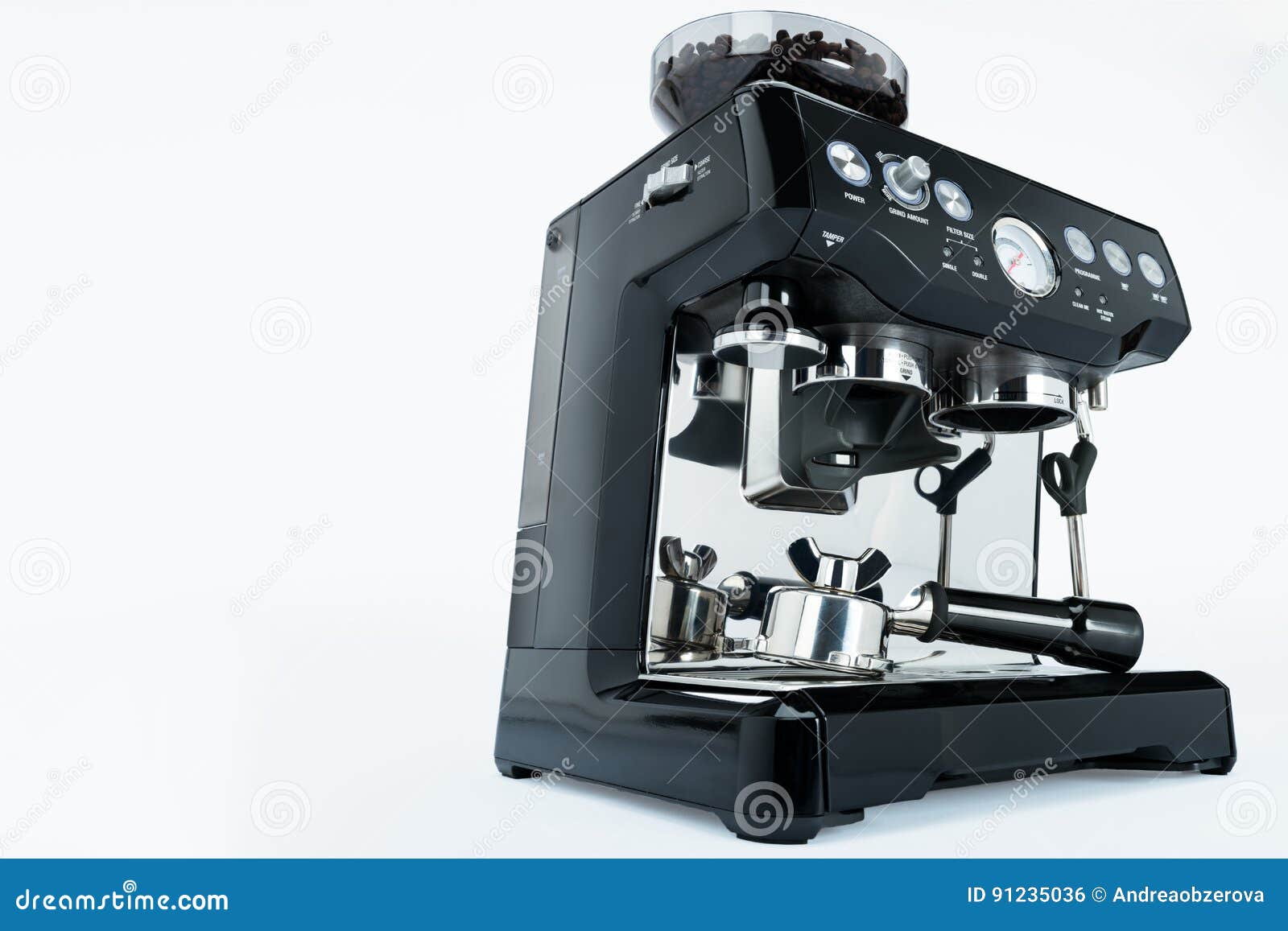 Isolated Black Manual Coffee Maker with Grinder on a White Background ...