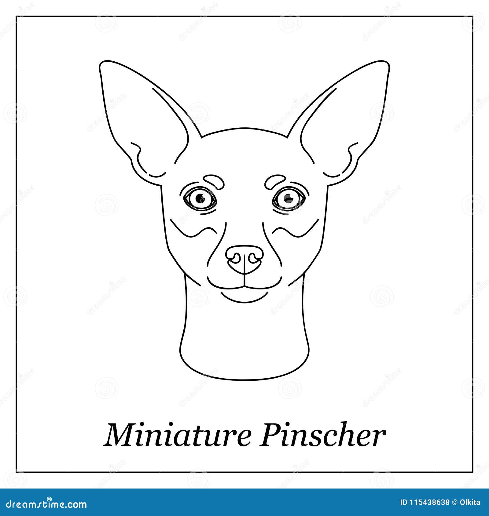 Isolated Black Outline Head of Miniature Pinscher on White Background ... Isolated Black Outline Head of Miniature Pinscher on White Background ...
