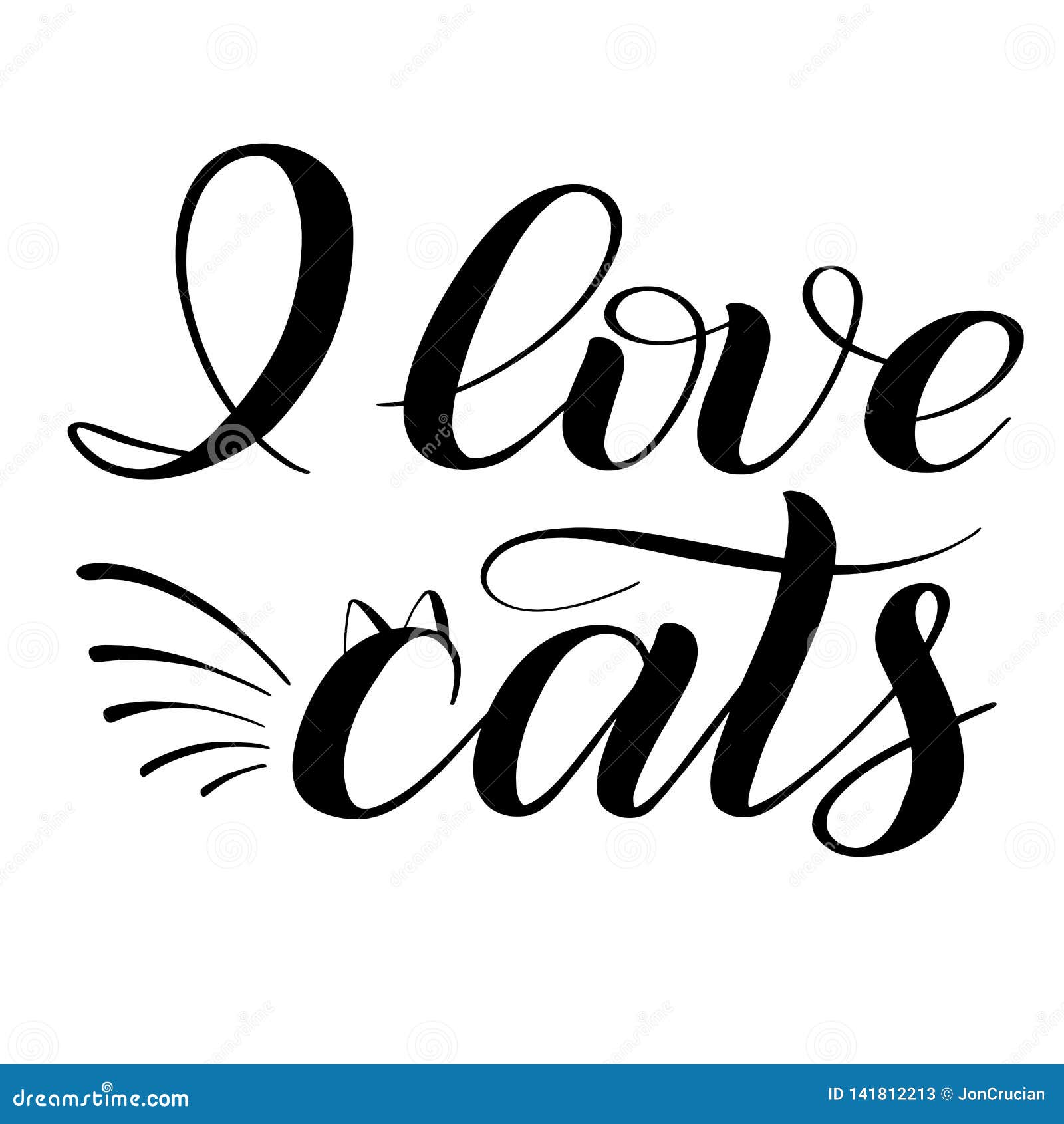 I Love Cats. Script Lettering. Stock Vector - Illustration of fancy ...