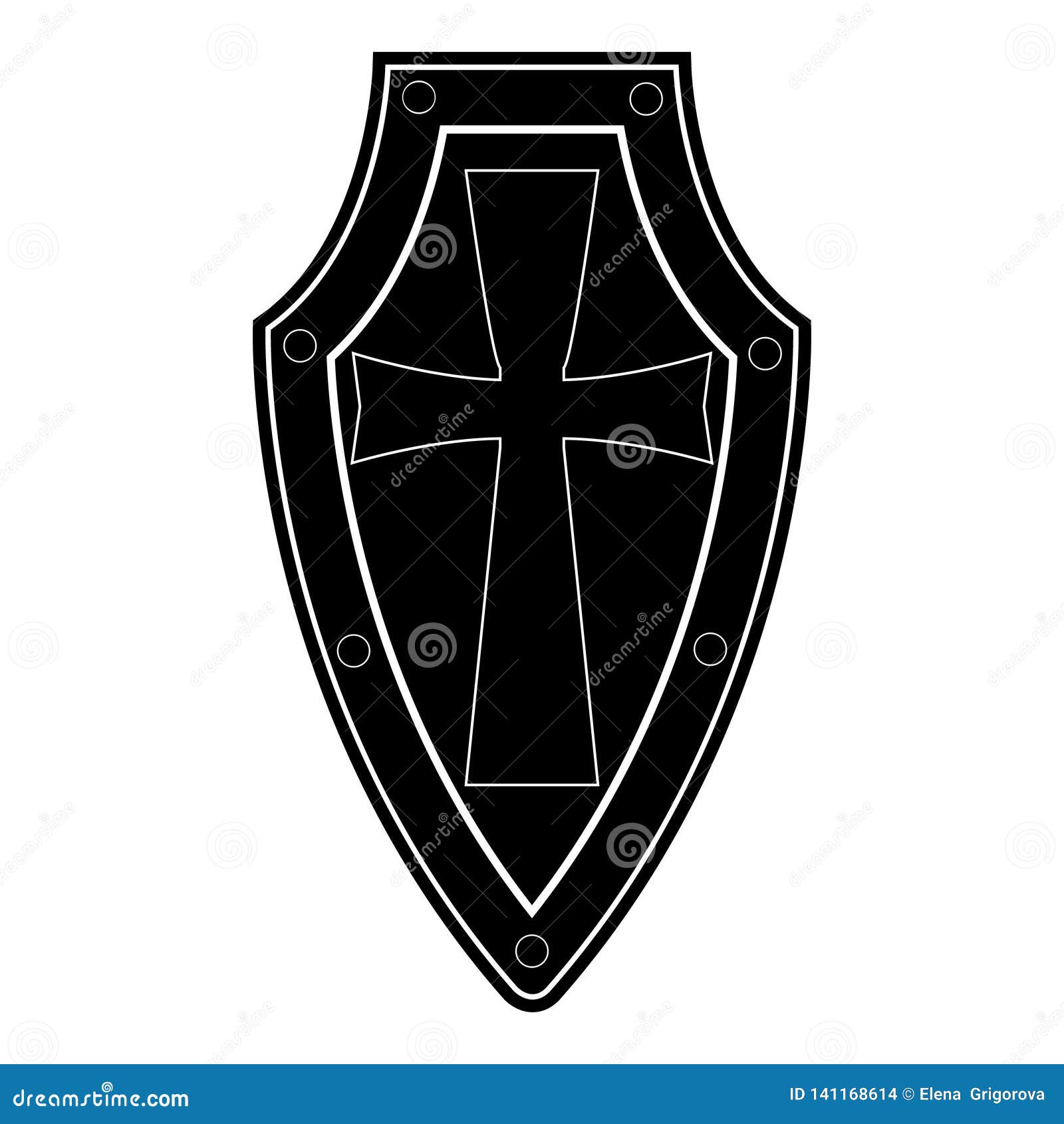 Isolated Black Shield on White Background. Vector Illustration of the ...