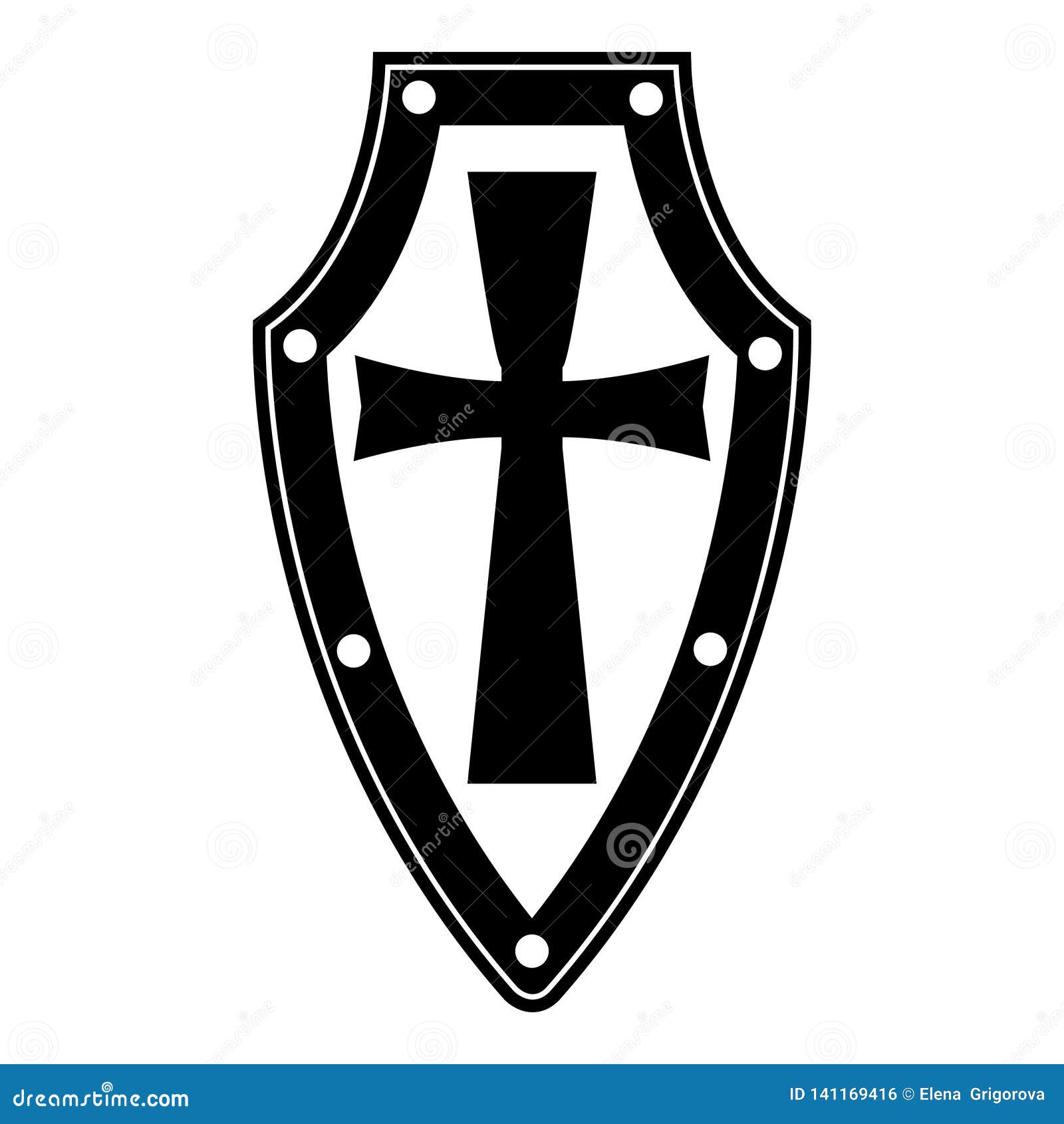 Isolated Black Shield on White Background. Vector Illustration of the ...