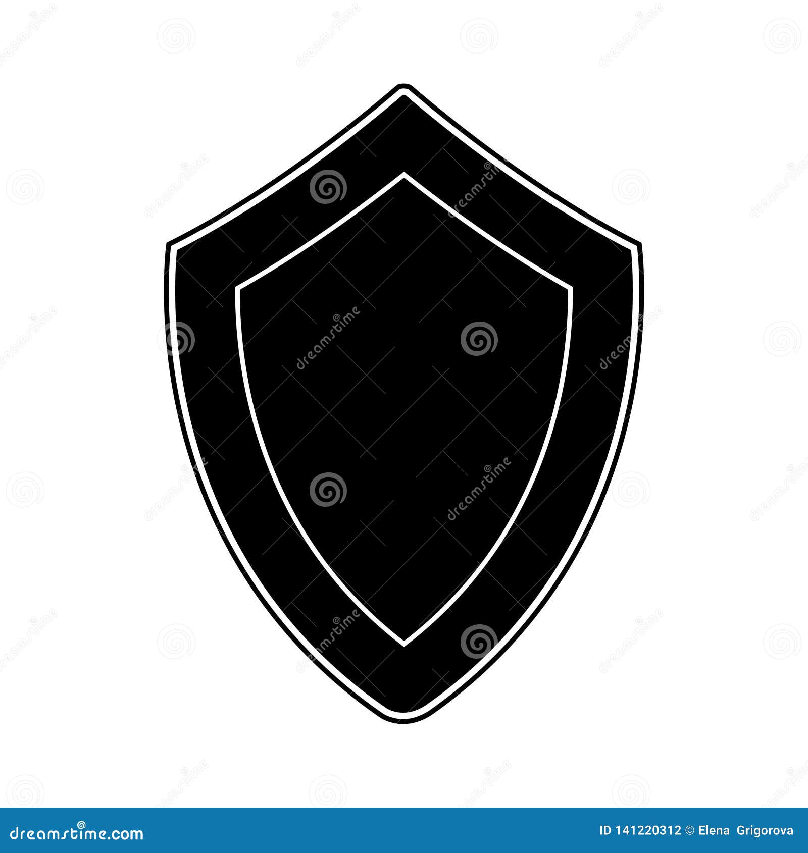 Isolated Black Shield on White Background. Vector Illustration of the ...
