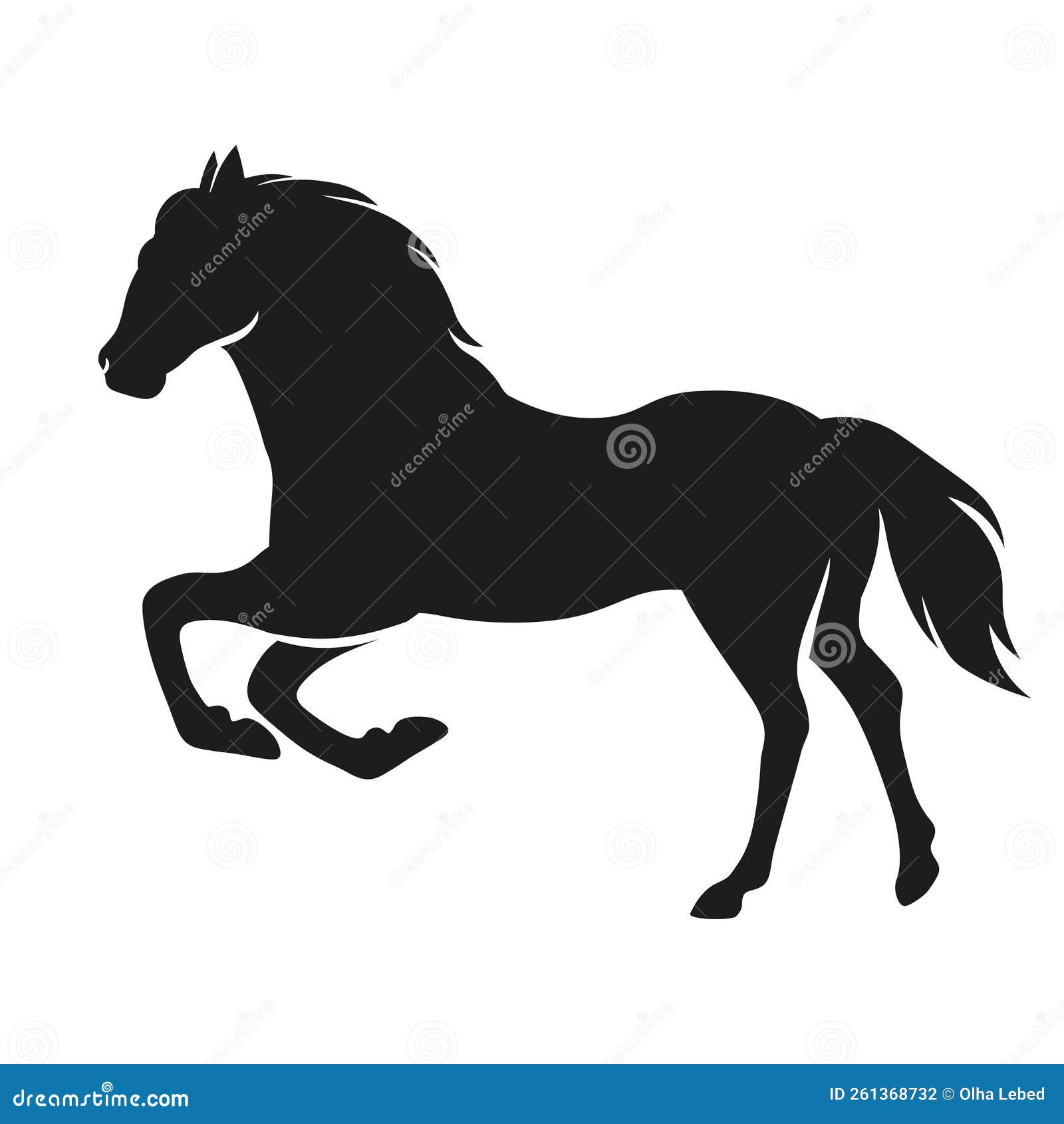 Isolated Black Silhouette of a Horse. Stock Vector - Illustration of ...