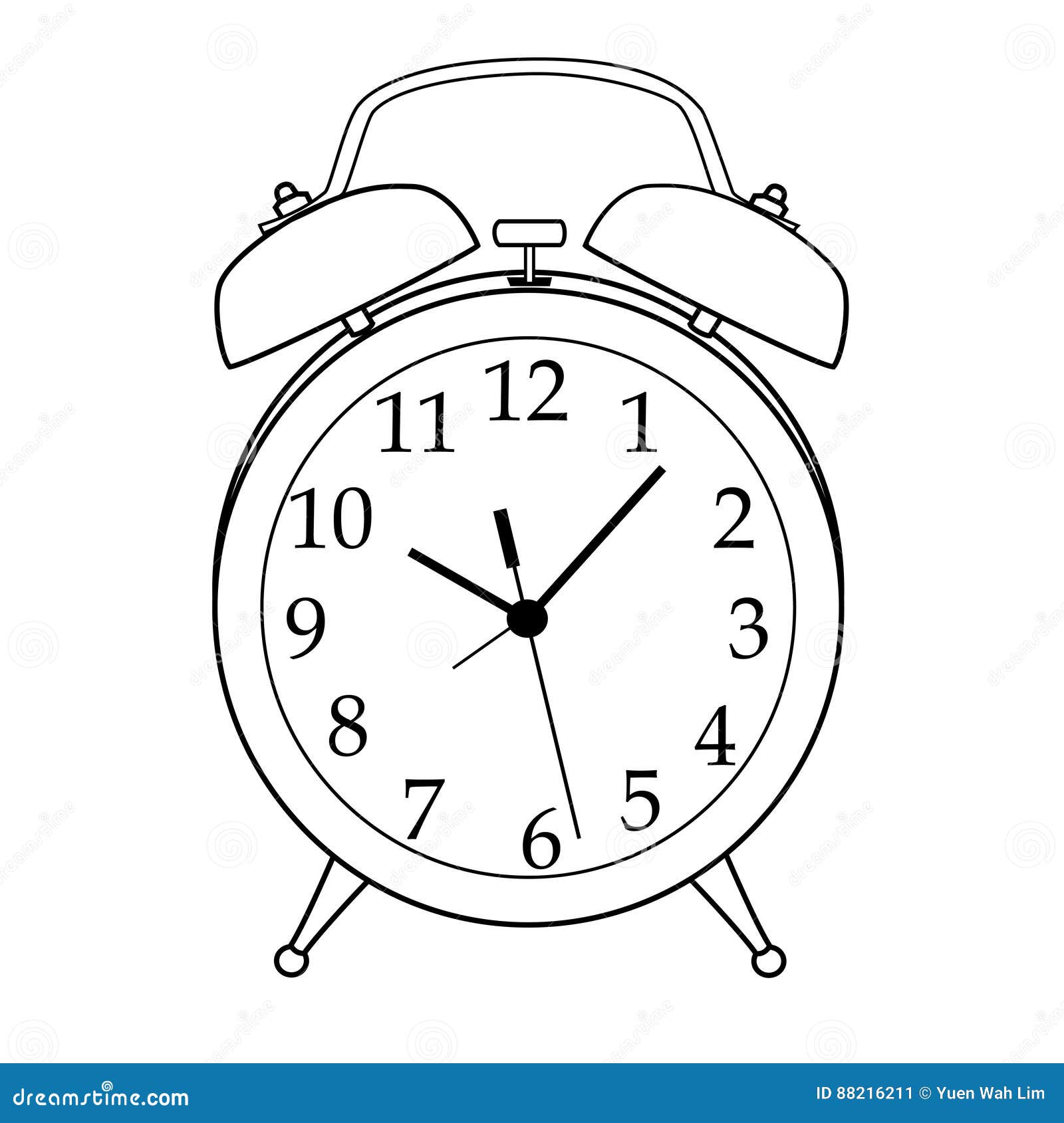 Isolated Black and White Cartoon Alarm Clock. Stock Vector ... Isolated Black and White Cartoon Alarm Clock. Stock Vector ...