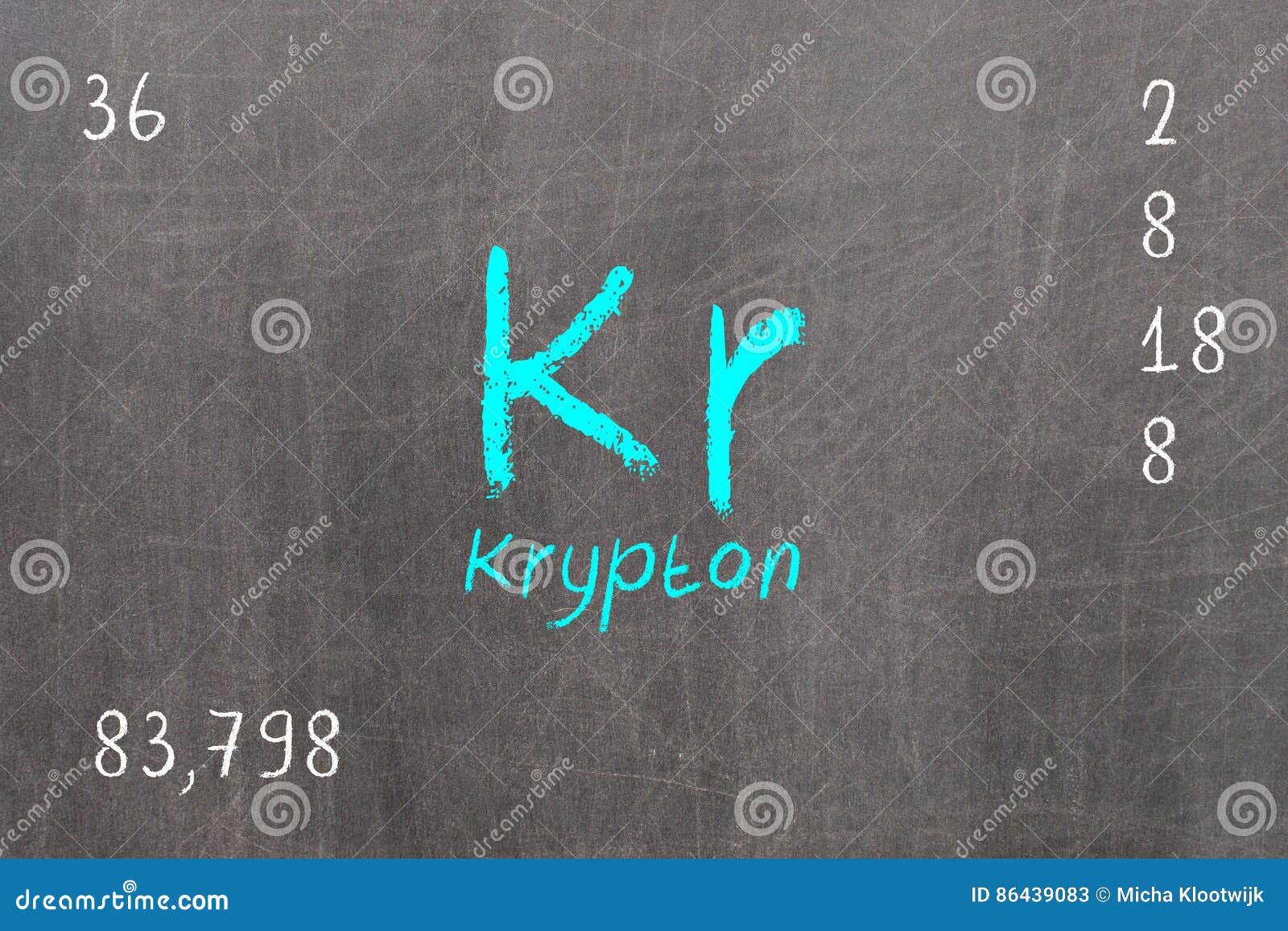 Isolated Blackboard with Periodic Table, Krypton Stock Illustration ...