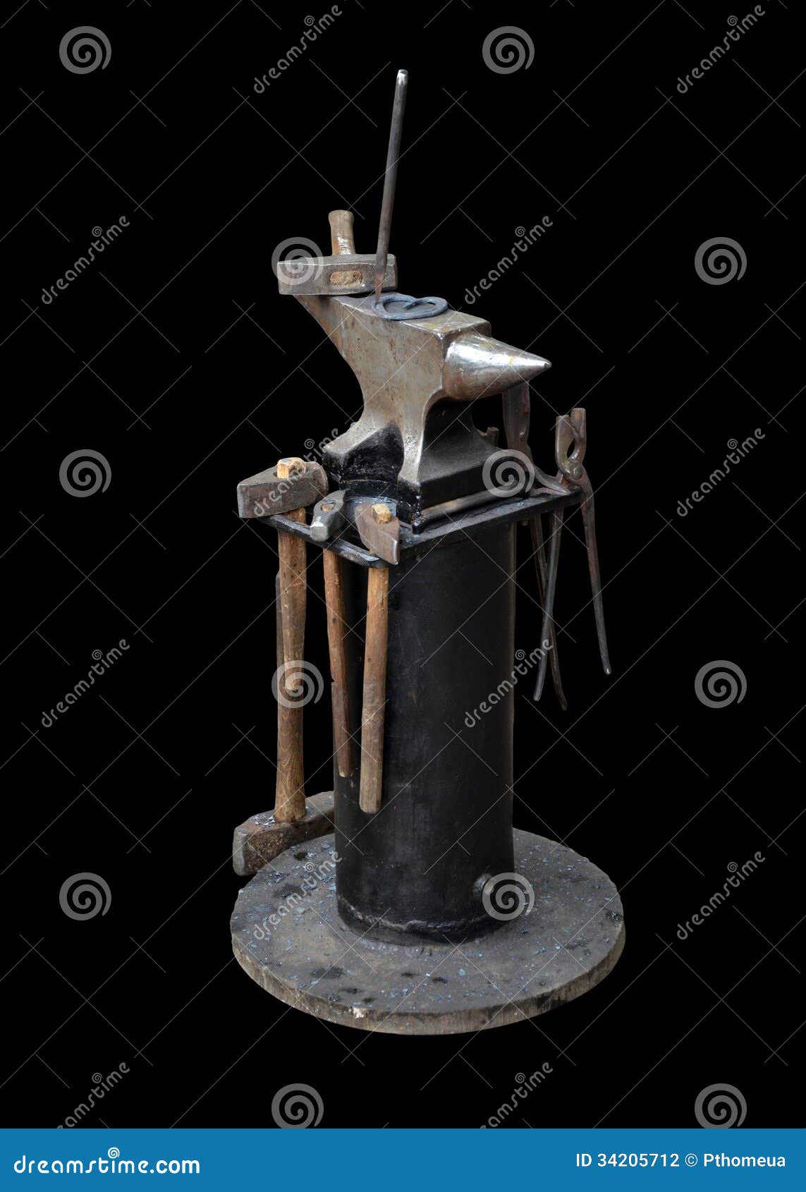 Isolated Blacksmith Anvil on the Frame and a Set of Blacksmith T Stock ...