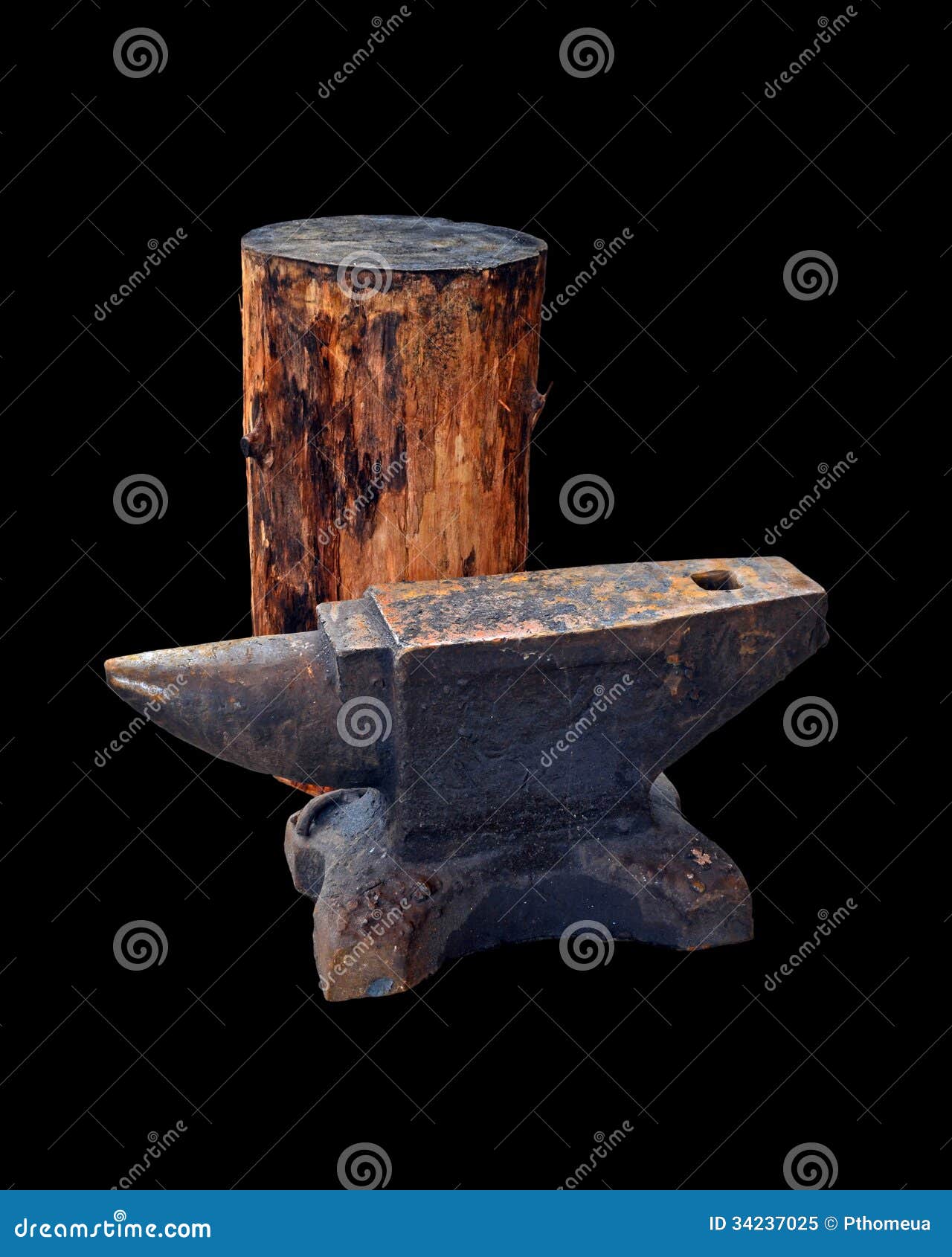 Isolated Blacksmith Anvil and Wooden Deck Stock Image - Image of iron ...