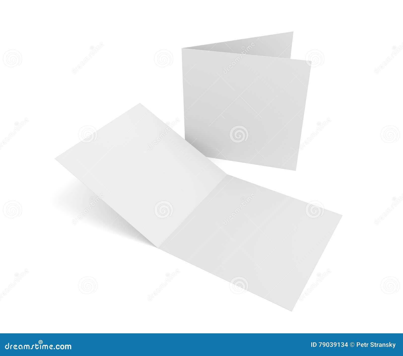 Isolated Blank 3d Rendering Open Square Greeting Cards on White Stock ...