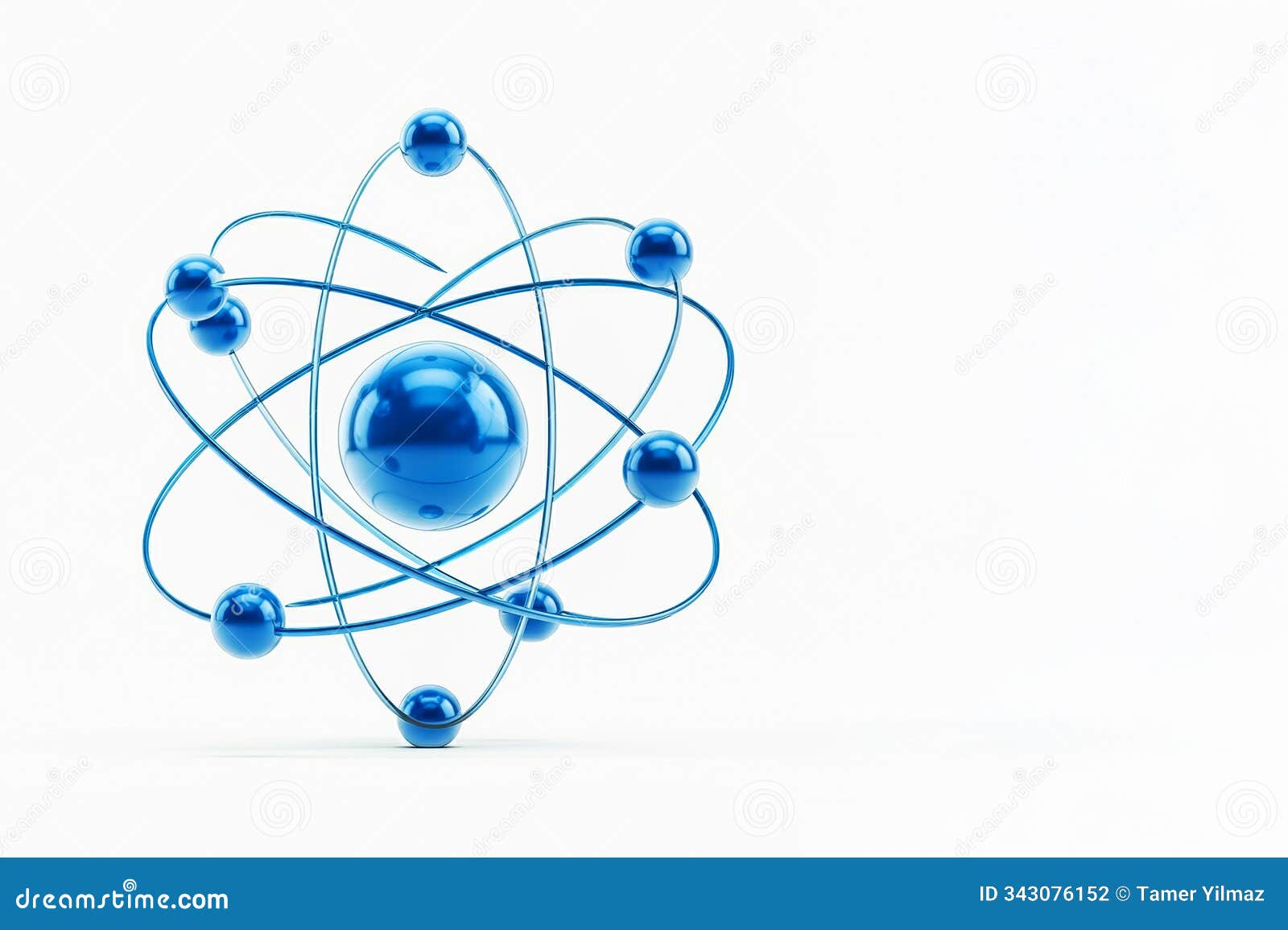 Isolated Blue Atomic Model on White Background, Abstract Background ...