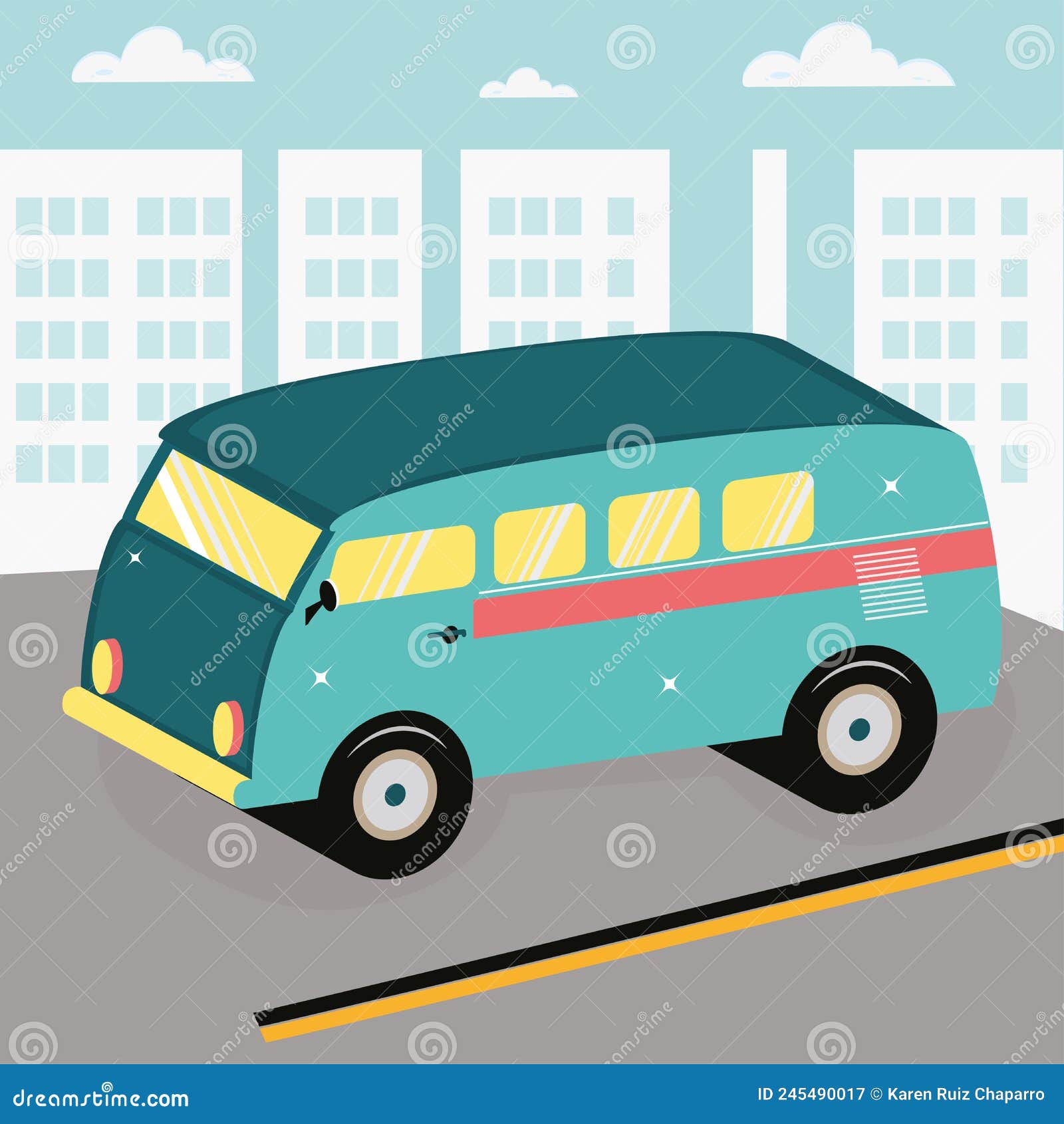 Isolated Blue 3d Van Vehicle on a Street Vector Stock Vector ...