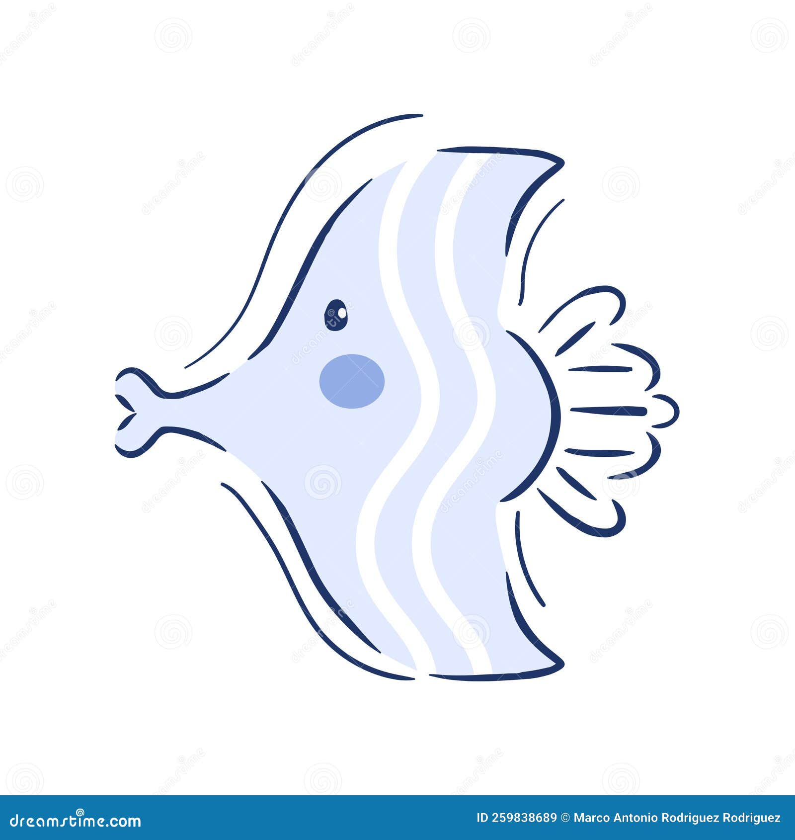 Isolated Blue Fish Draw Vector Illustration Stock Vector - Illustration ...