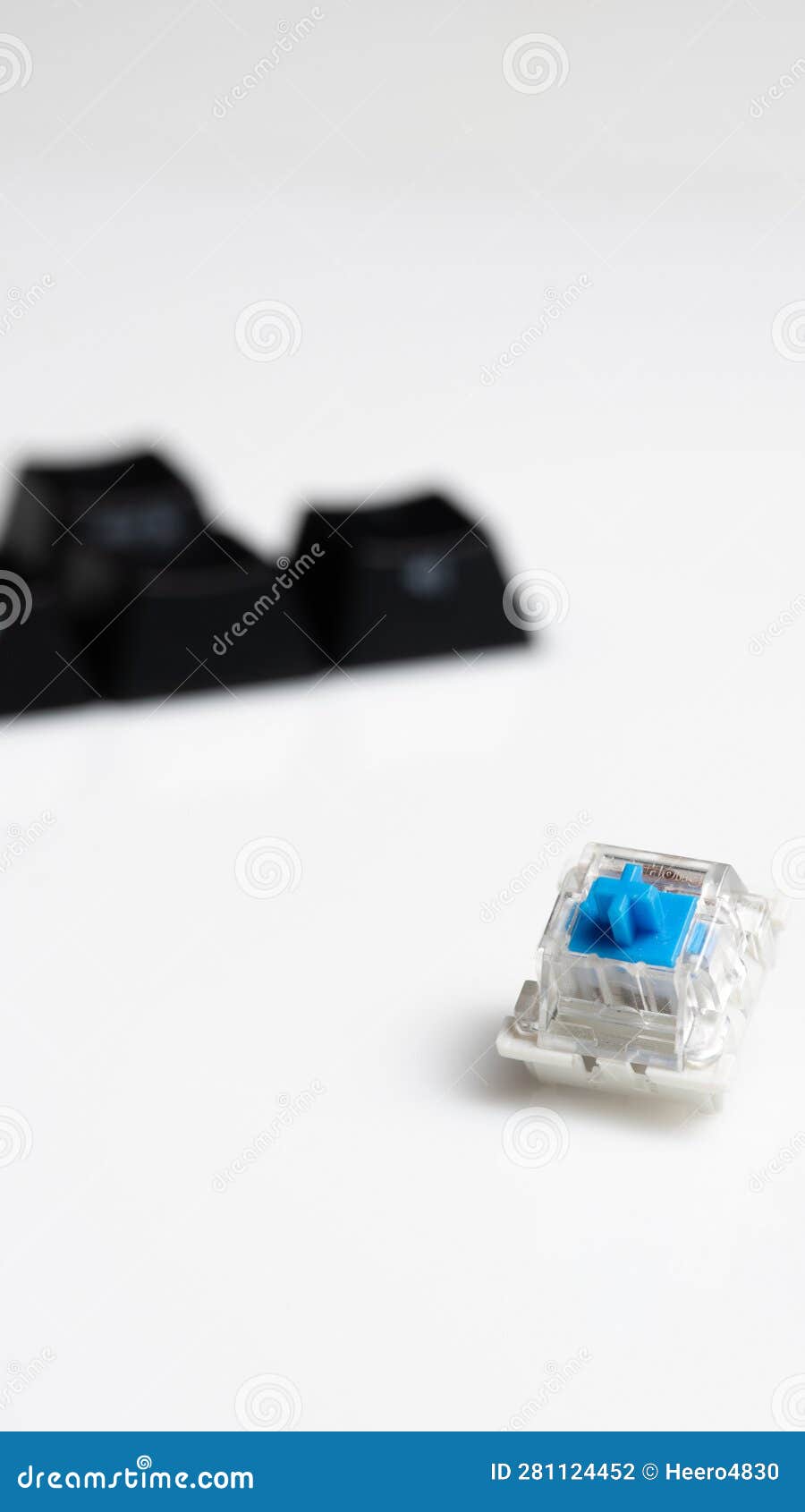 Isolated Blue Keyswitch for Keyboard on White Background Stock Photo ...