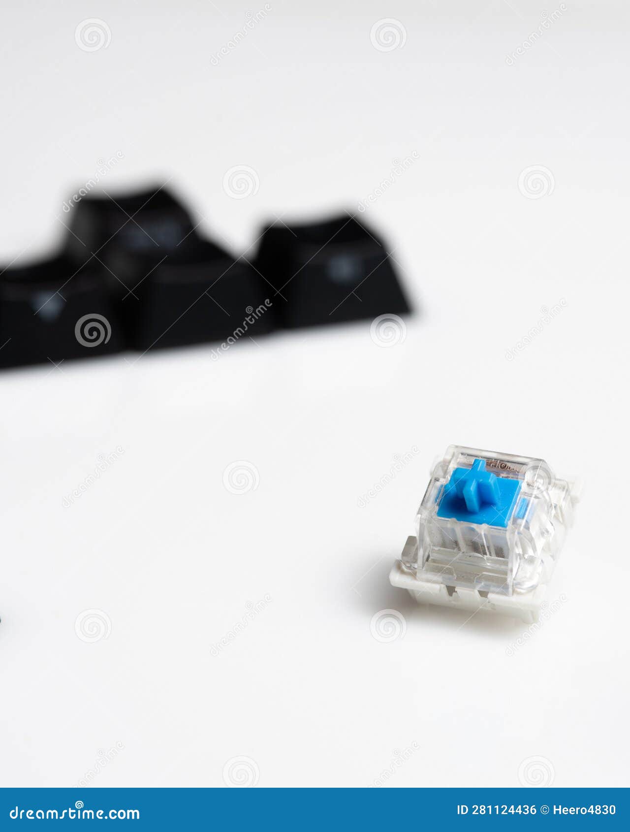Isolated Blue Keyswitch for Keyboard on White Background Stock Photo ...