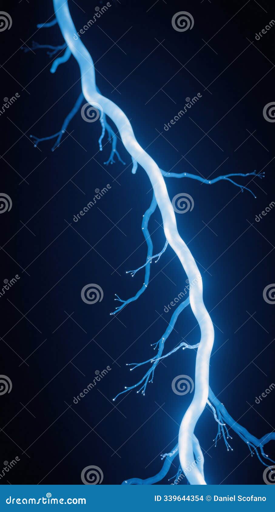 Isolated Blue Lightning Bolt Strikes Against a Dark Backdrop Blue ...