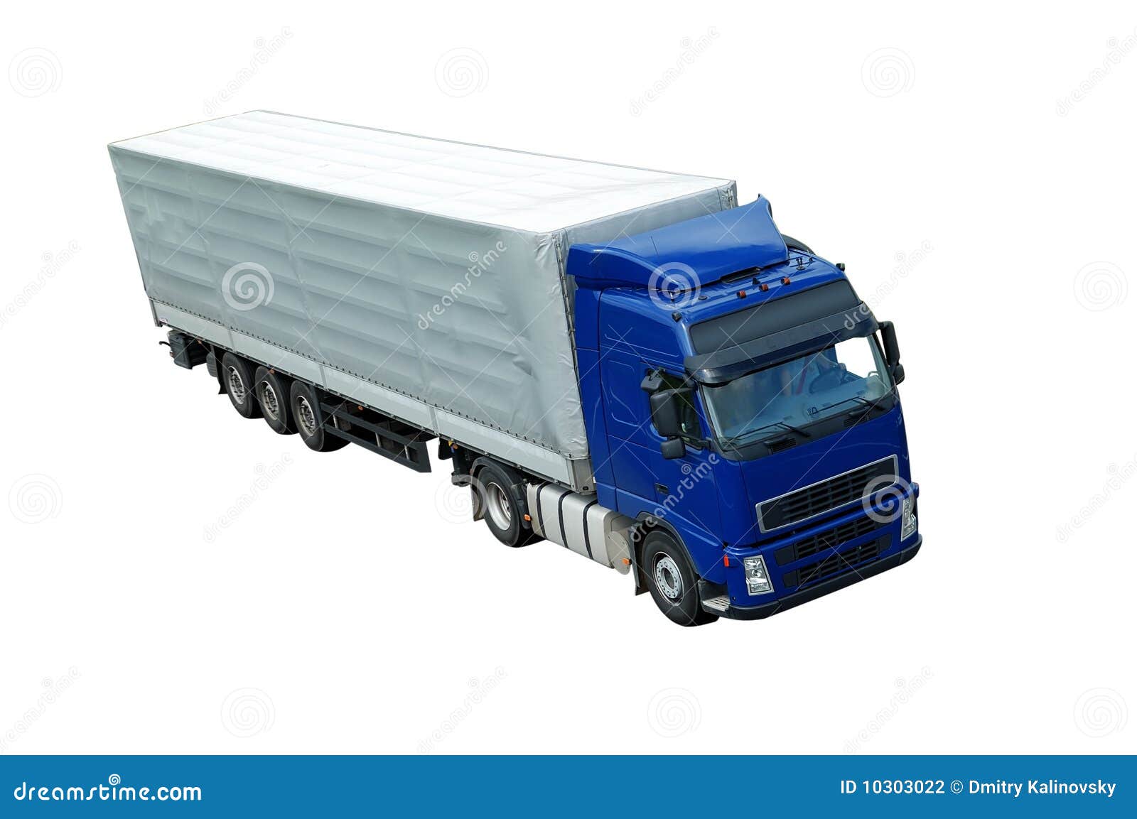 Isolated Blue Lorry with Grey Trailer (upper View) Stock Photo - Image ...