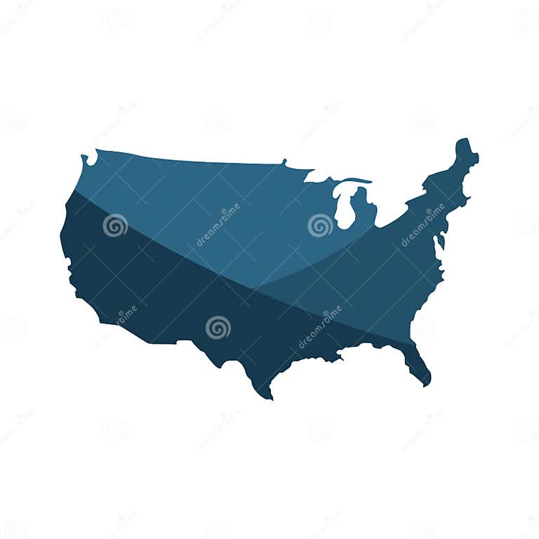 Isolated blue map of USA stock vector. Illustration of shape - 227222451
