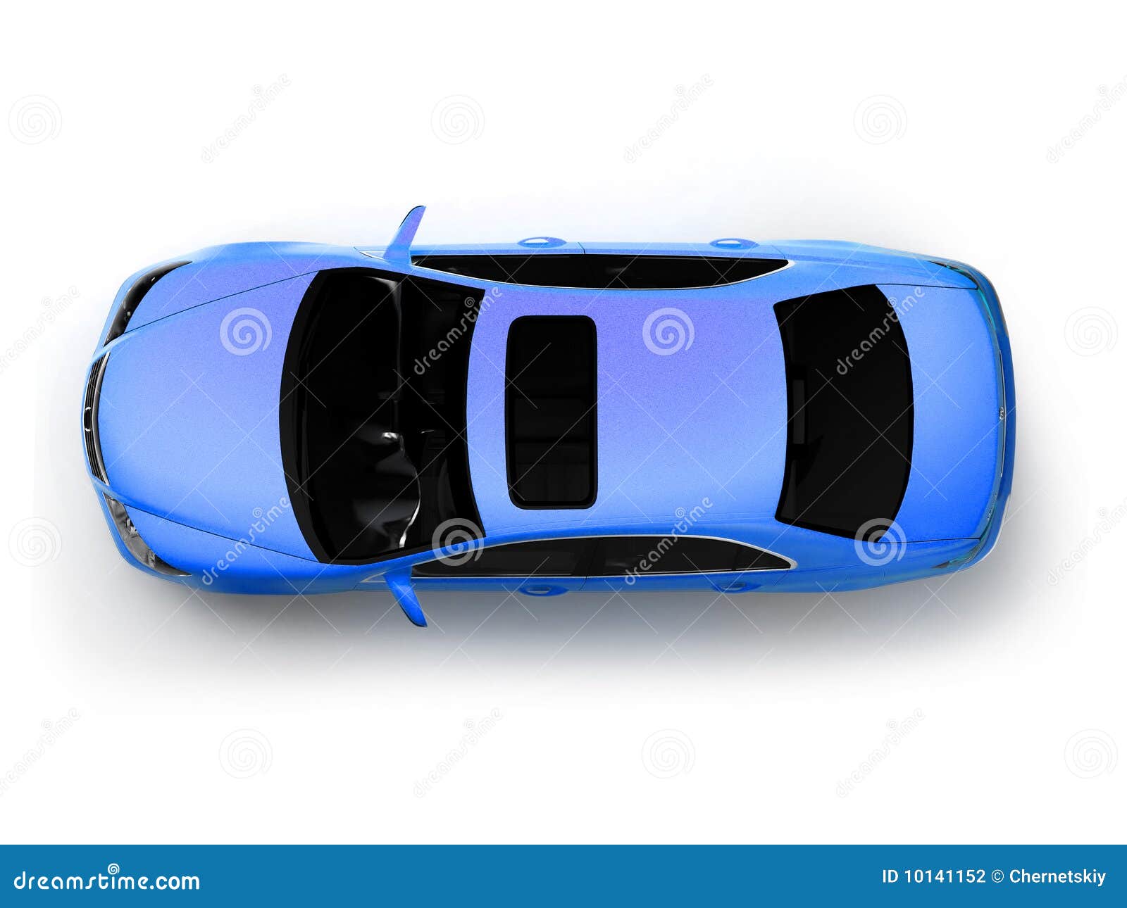 Isolated Blue Modern Car Top View Stock Illustration - Illustration of ...
